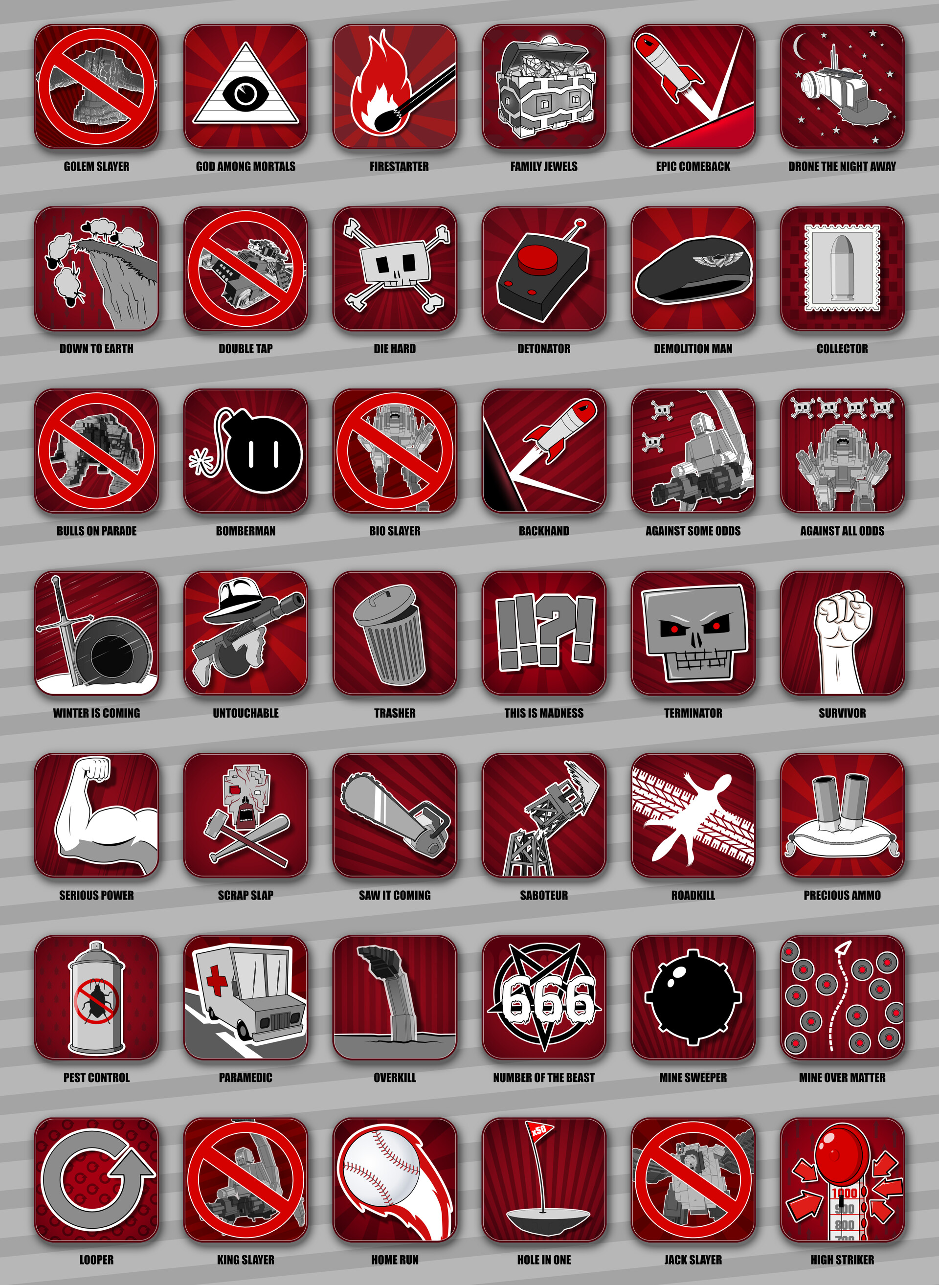 ArtStation - I Hate Running Backwards - Steam Achievements Icons