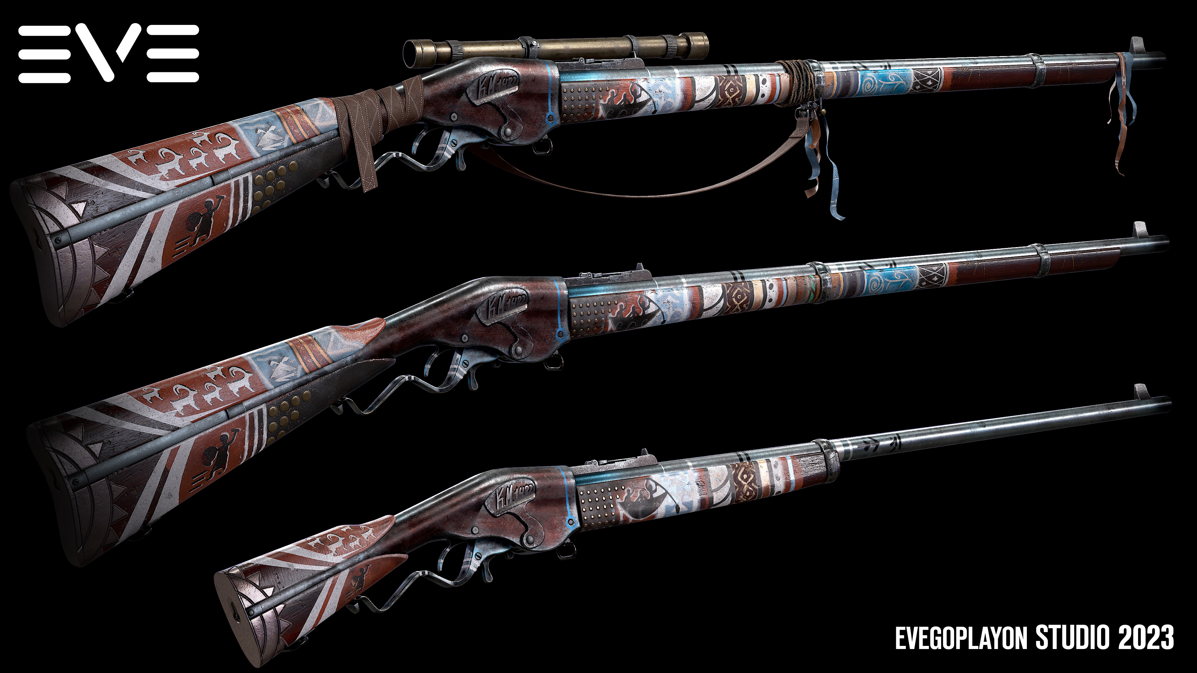 EVEGOPLAYON - Evans Repeating Rifle - "Shaman's Skin " - WW2 Weapon Asset