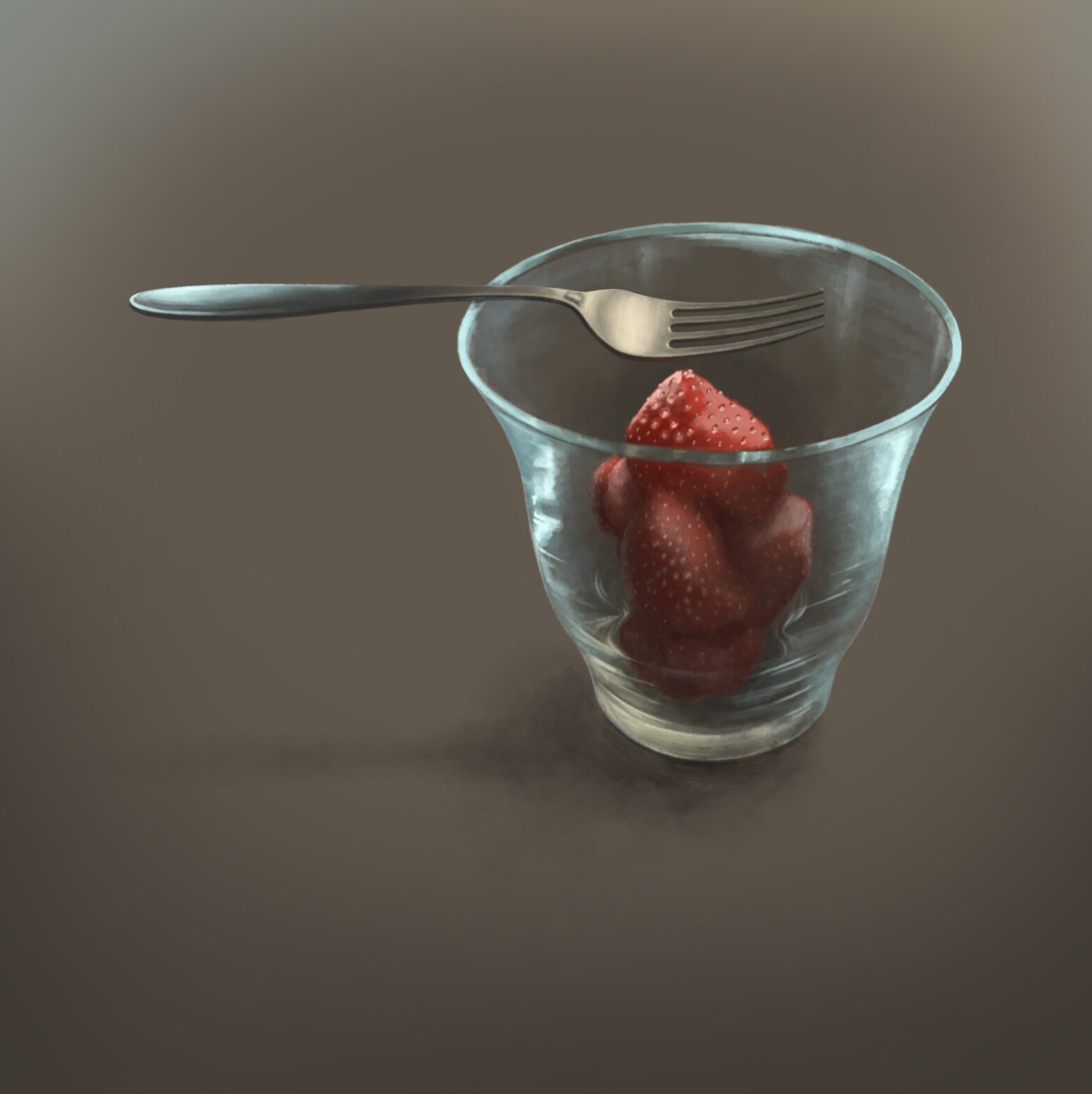 ArtStation - Fork, strawberries and a glass cup