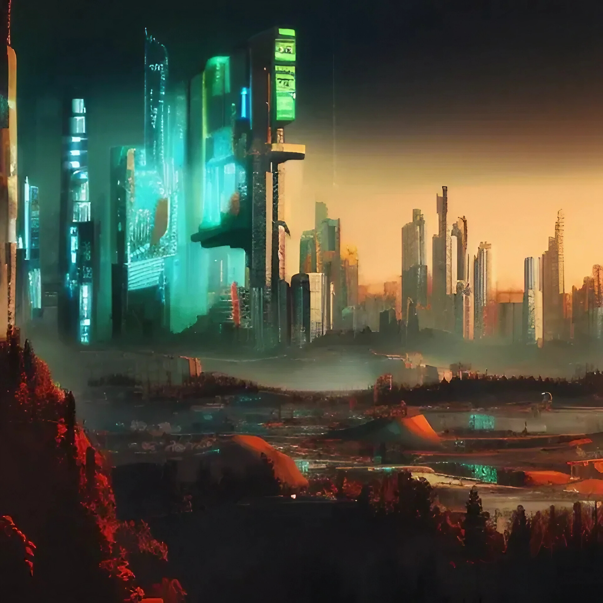 ArtStation - A Cyberpunk landscape