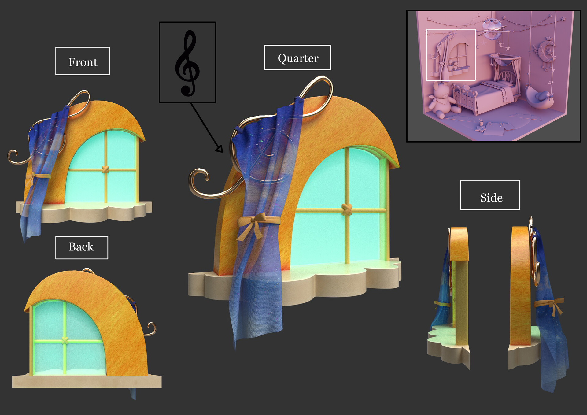 May Goh - WIP - Moon Bunny Orthographic Bedroom