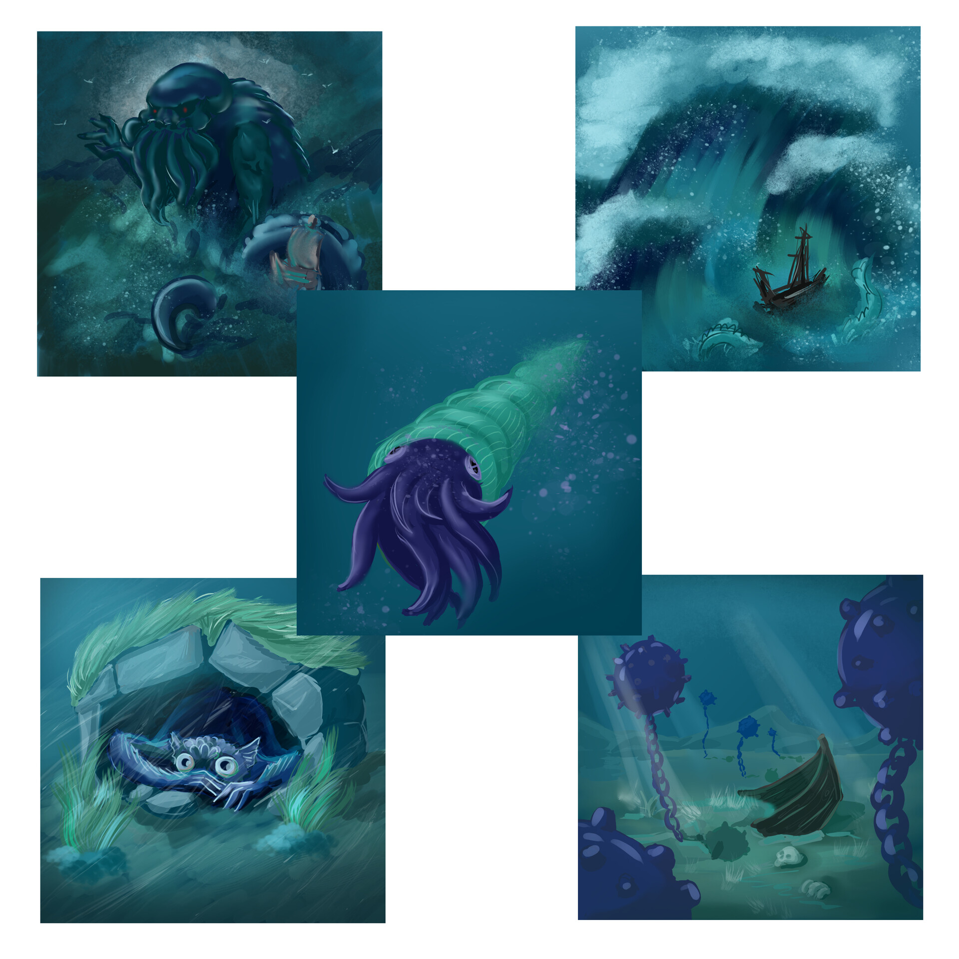 ArtStation - Illustrations for N.E. card game (Sea Creatures)