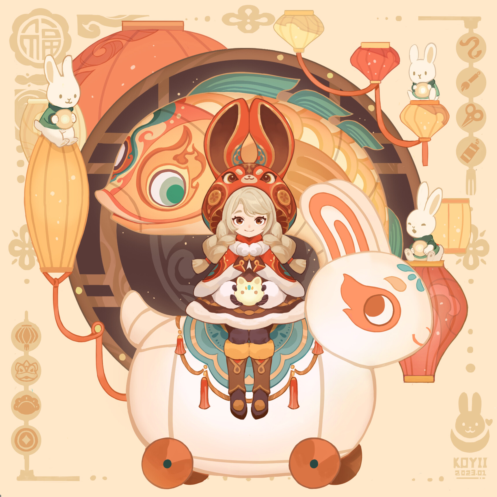 ArtStation - Happy Chinese Rabbit New year-Chinese Lantern