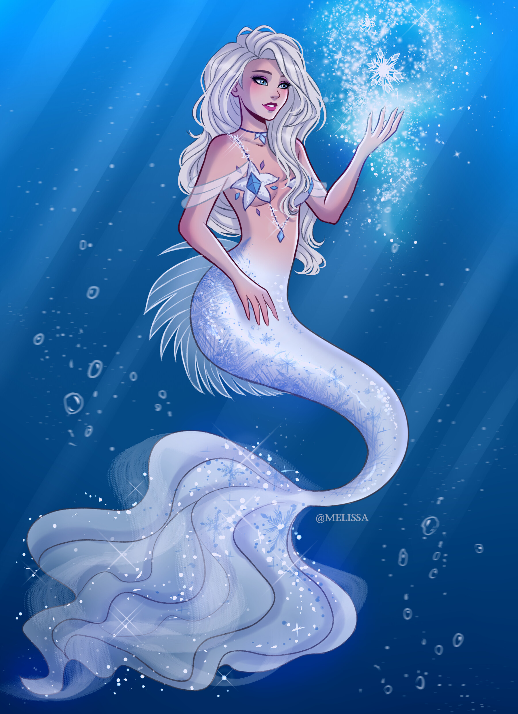how to draw elsa mermaid