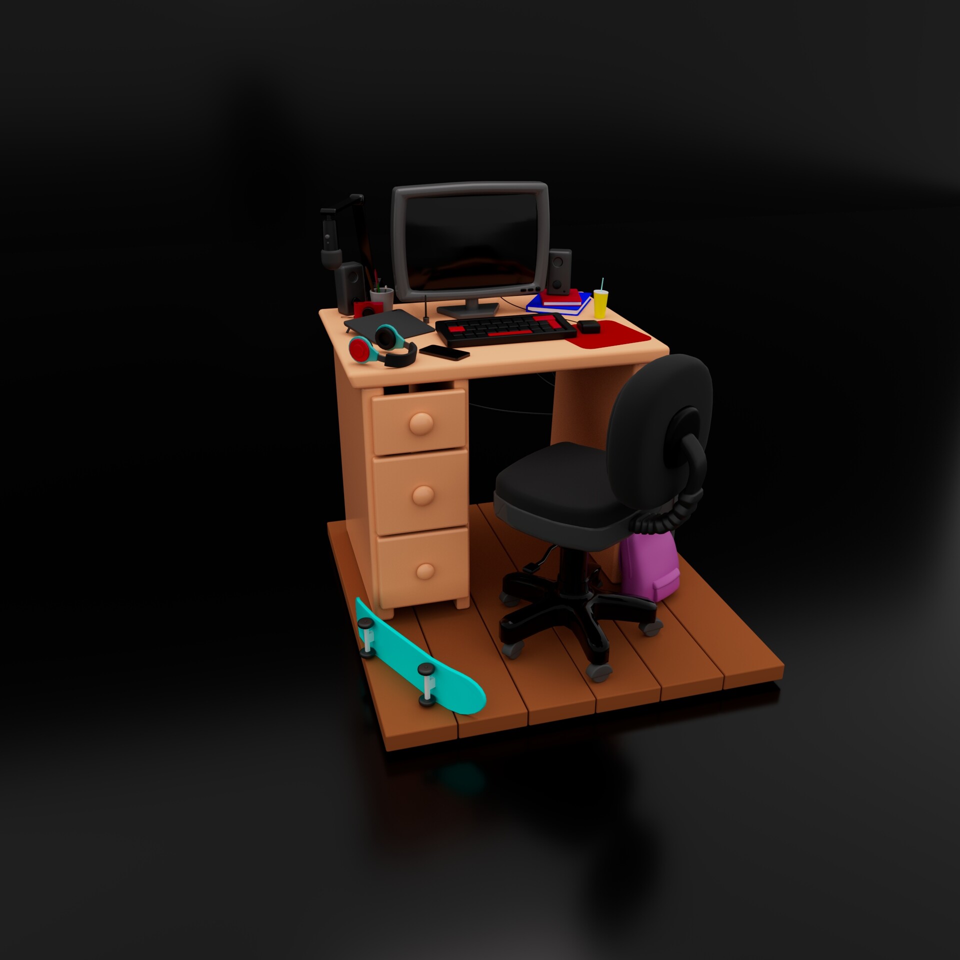 ArtStation - Stylized computer desk