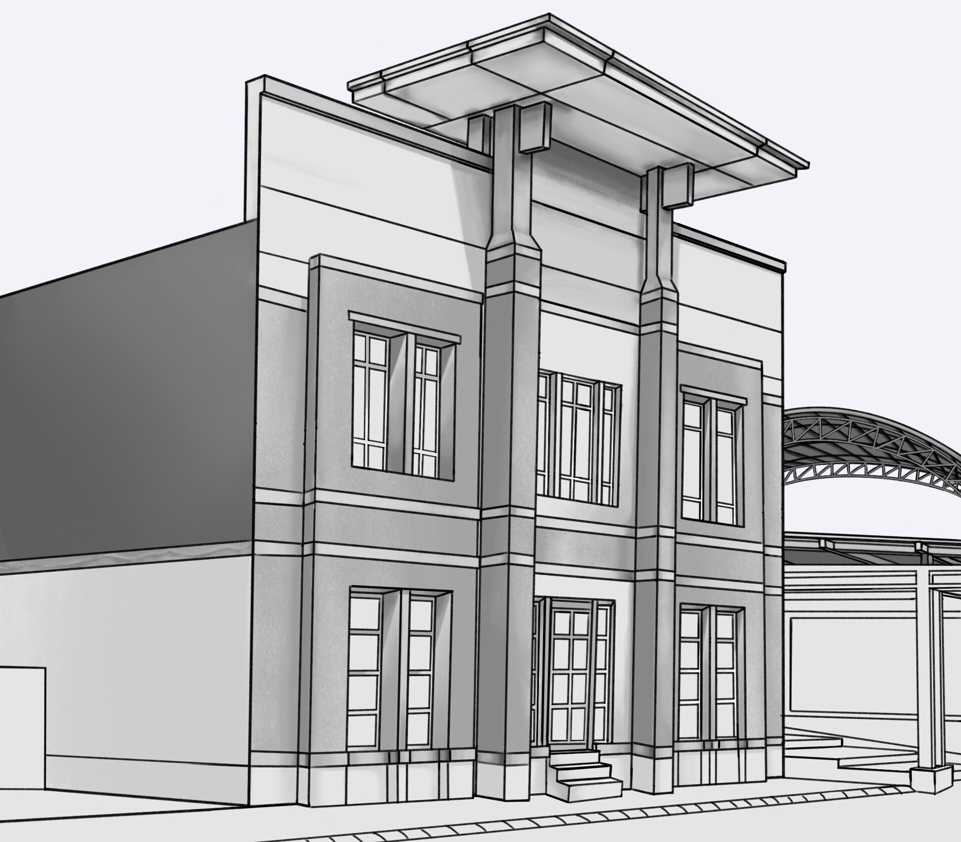 school building drawing 2d