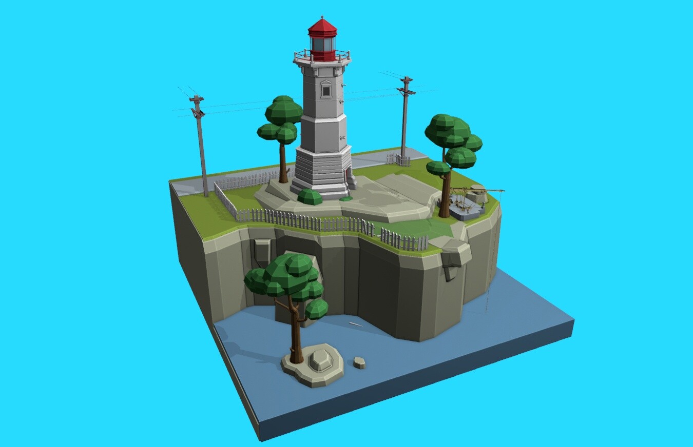 ArtStation - Lighthouse model with environment elements