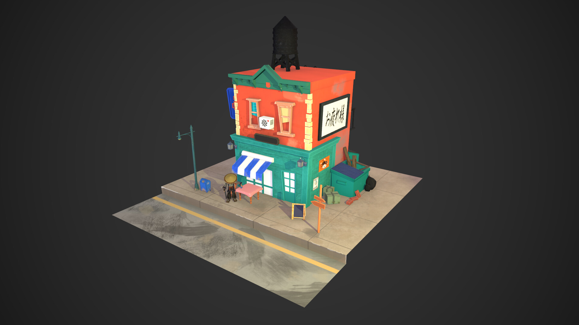 ArtStation - samurai and cafe