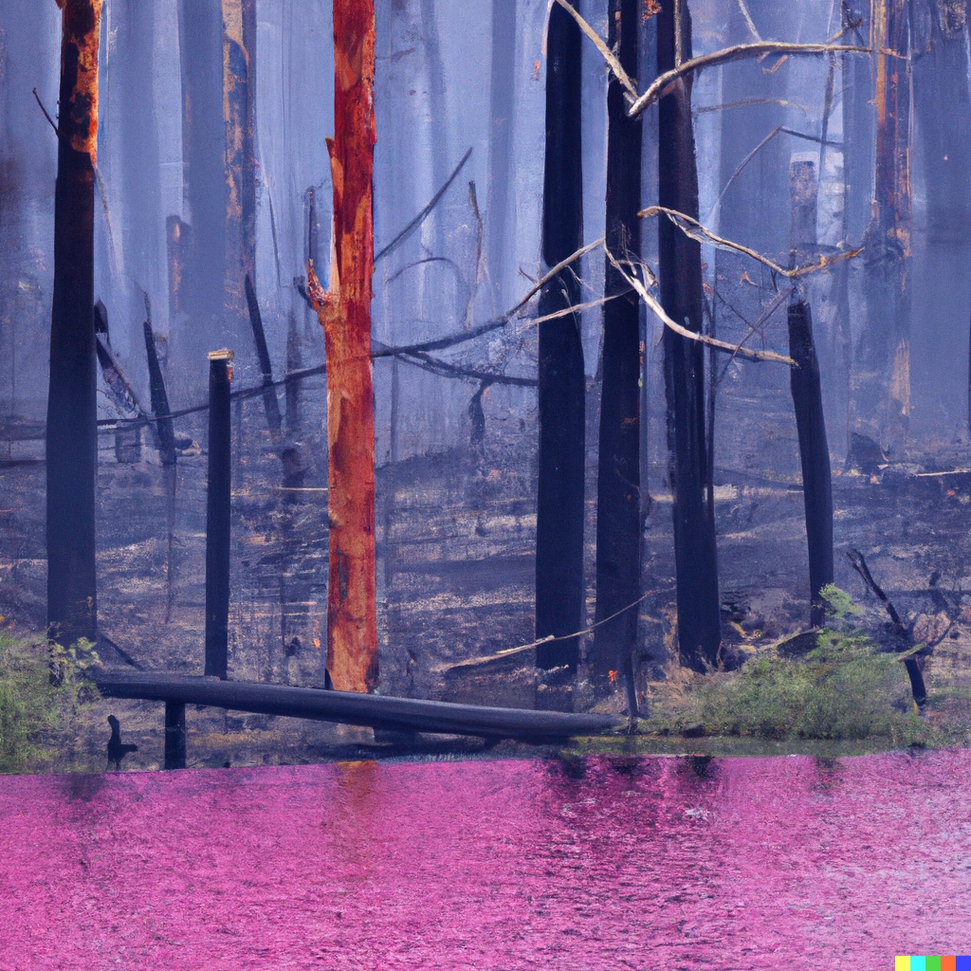 ArtStation - Burning Forest with Lake