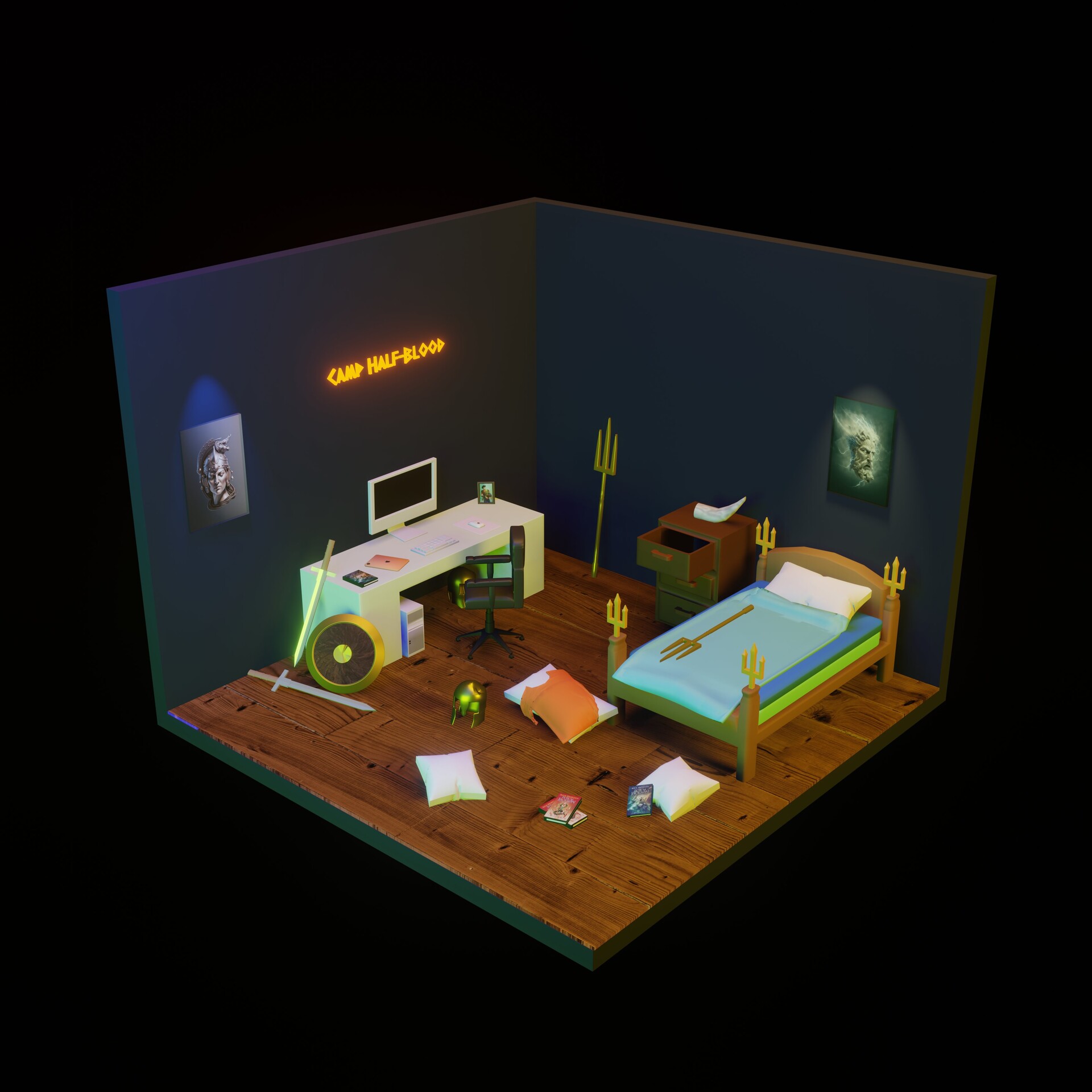 ArtStation - Percy Jackon's isometric room