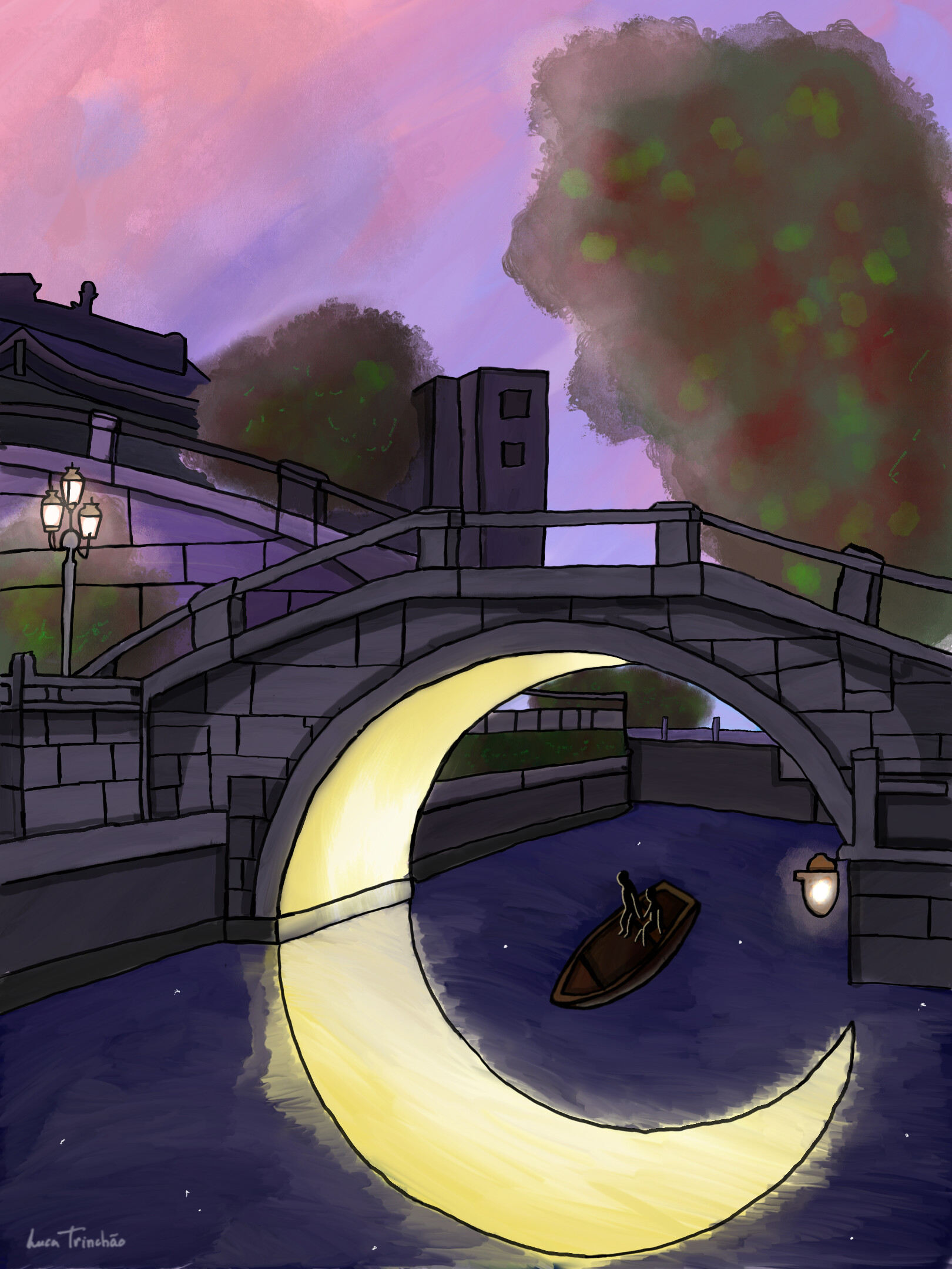 ArtStation - That beautiful moon under the bridge