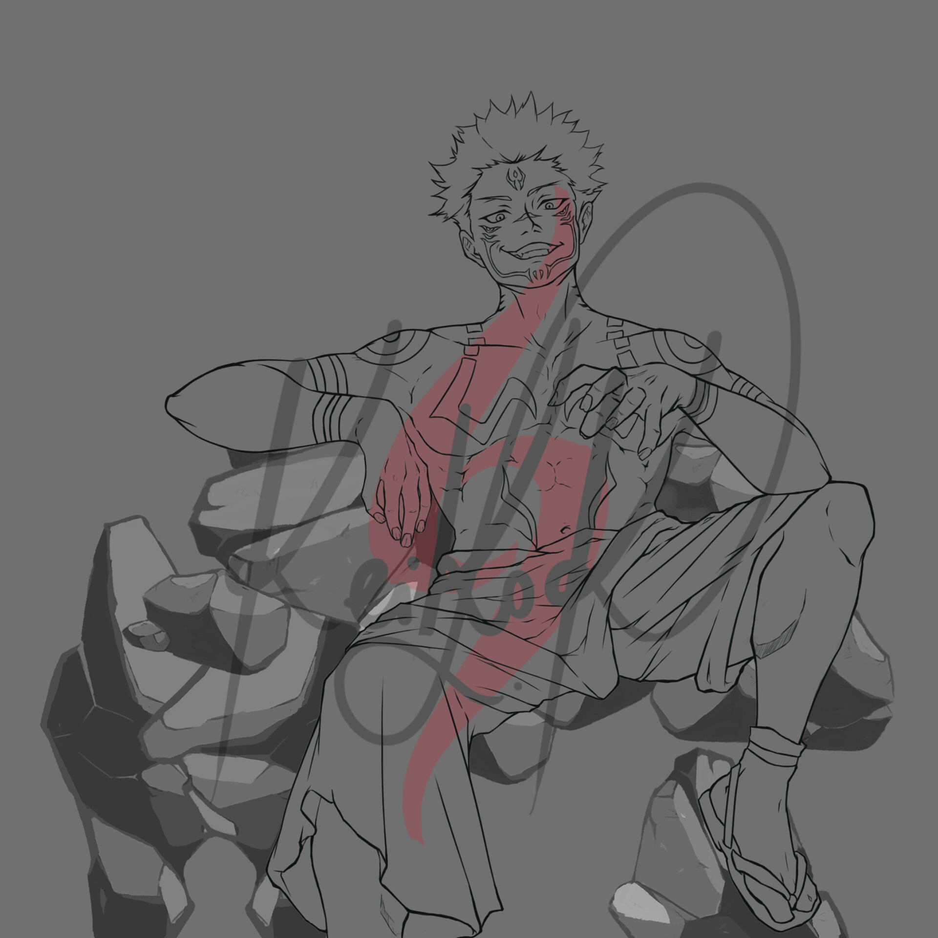ArtStation - WIP - Sukuna from Jujutsu Kaisen Fanart