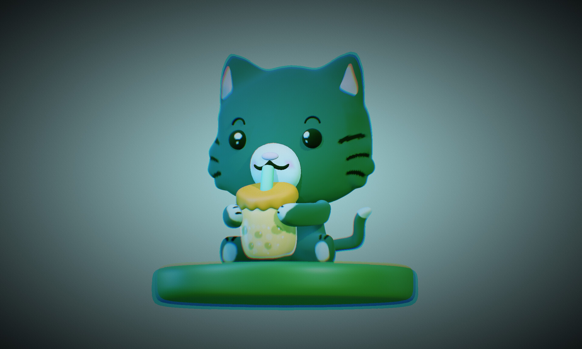 ArtStation - Boba Tea Animated Cat