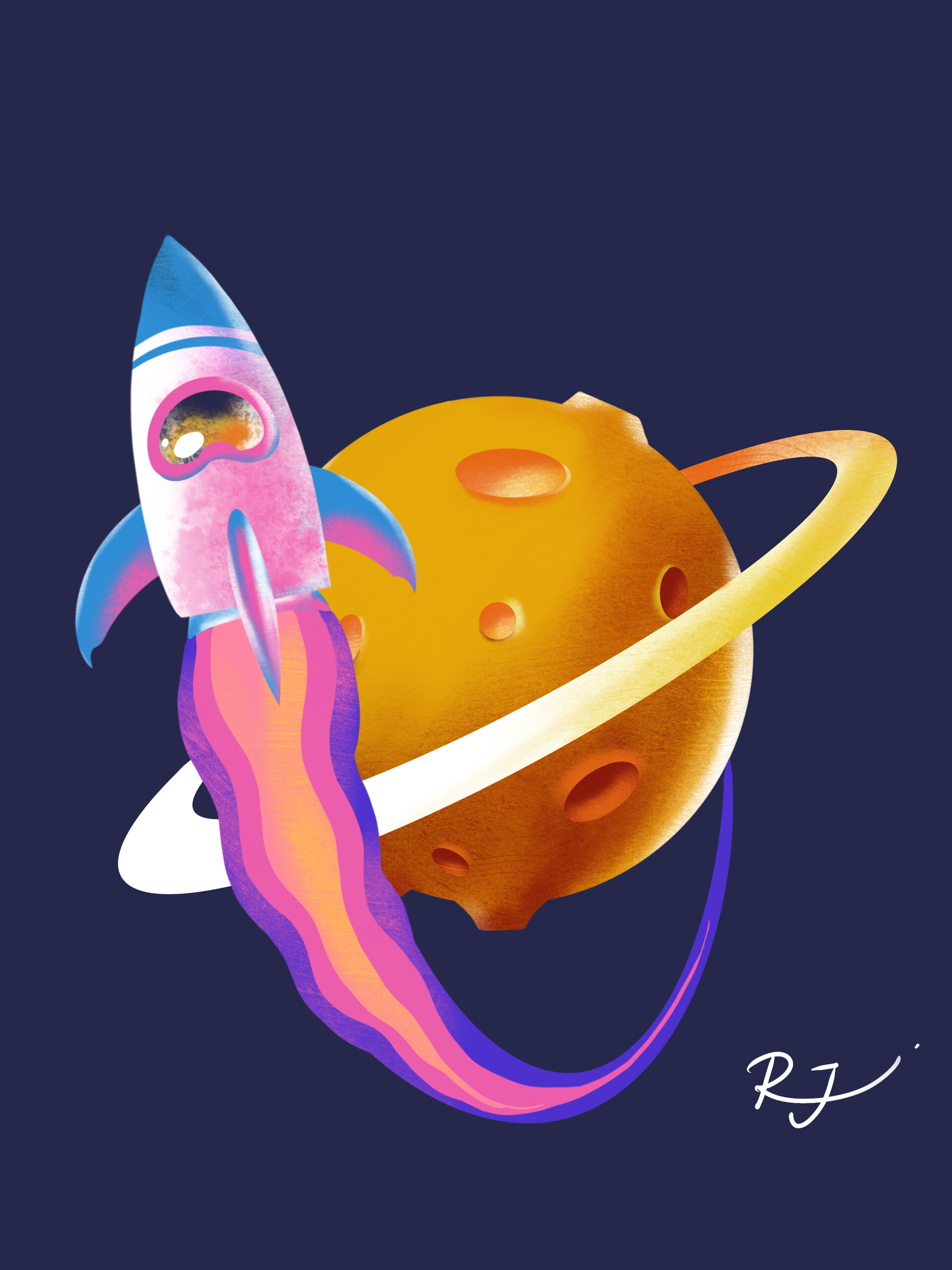 ArtStation - Rocket in Saturn