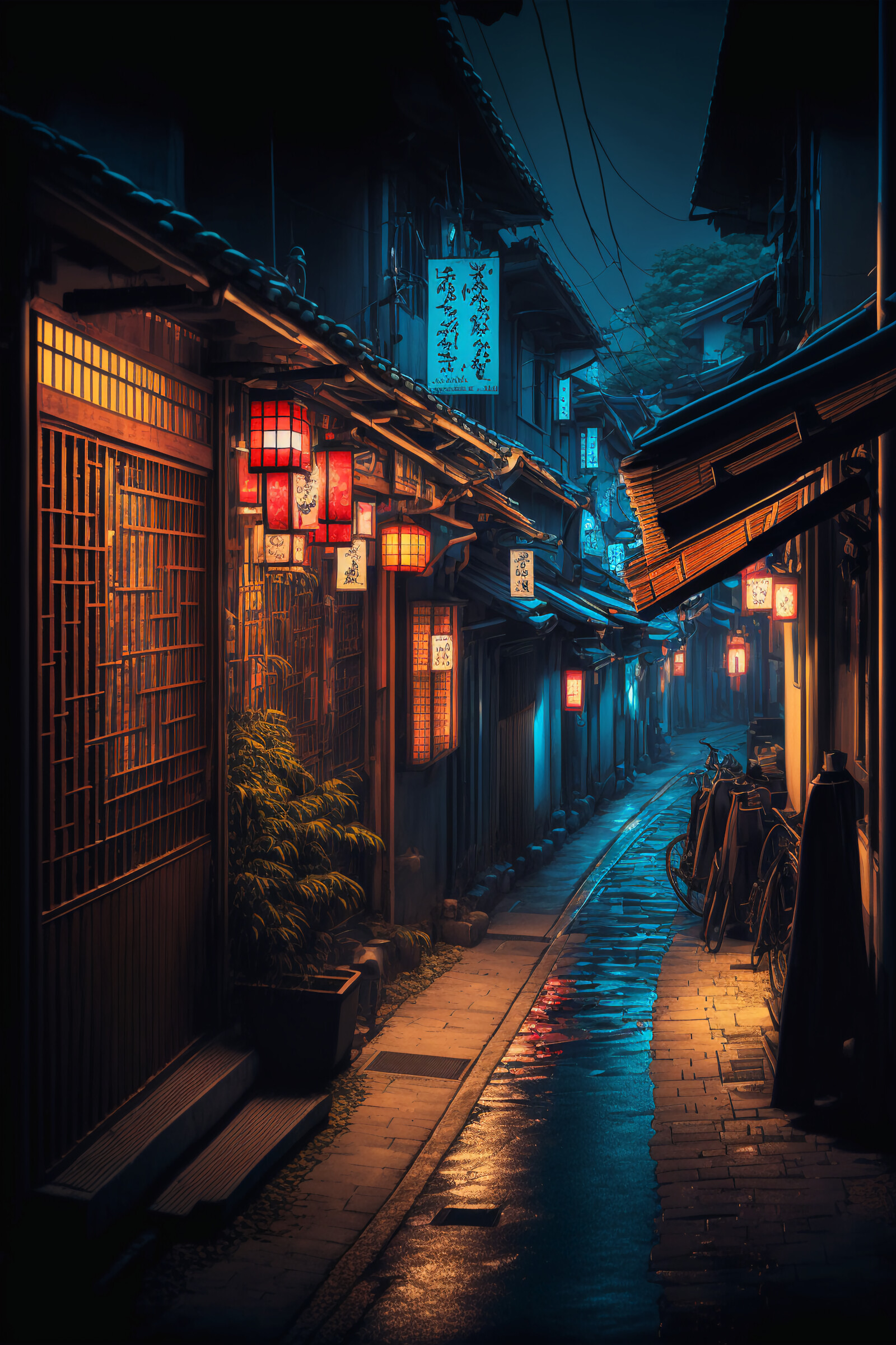 ArtStation - Japanese alley at night
