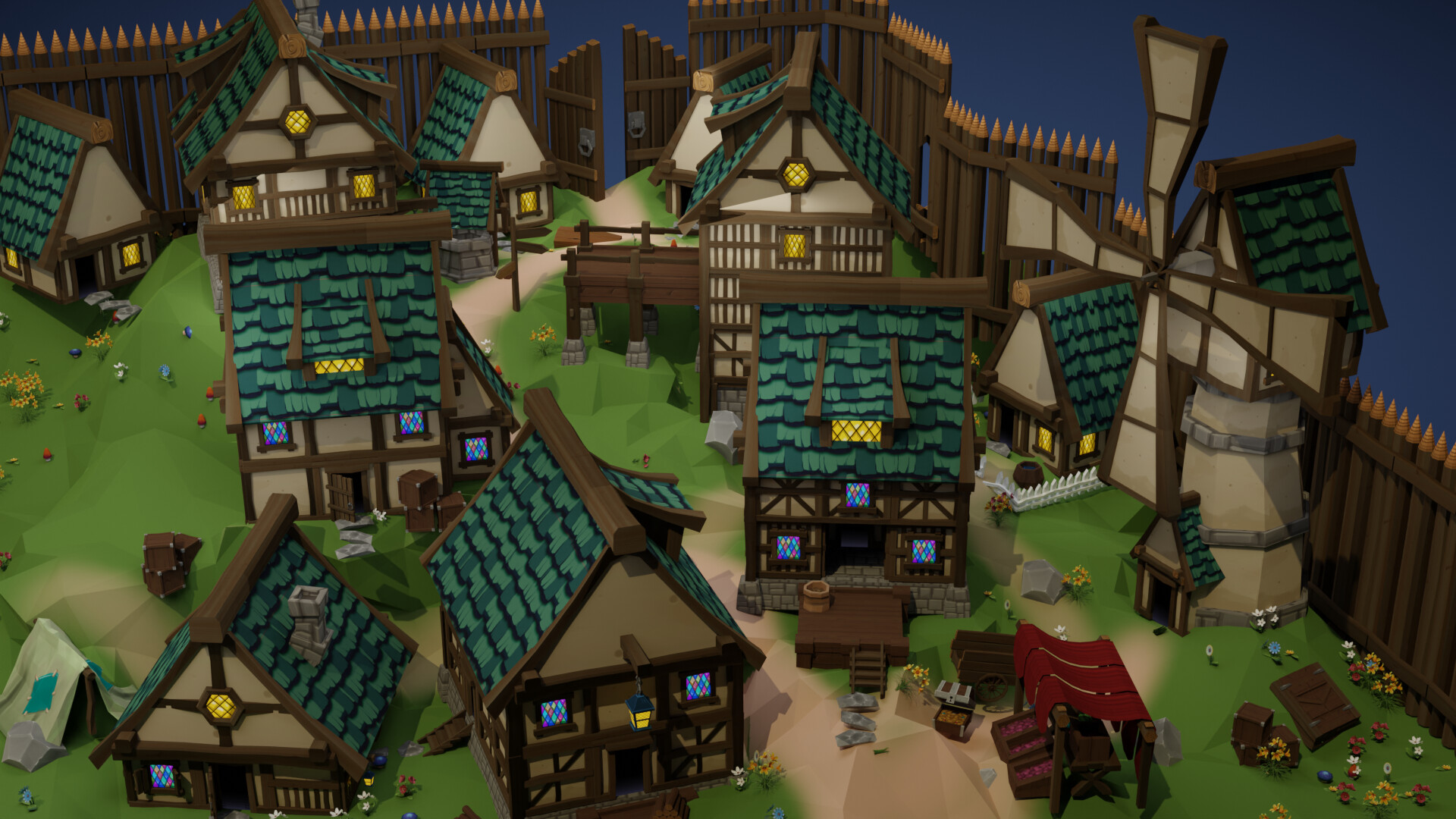 ArtStation - Low Poly Medieval Village