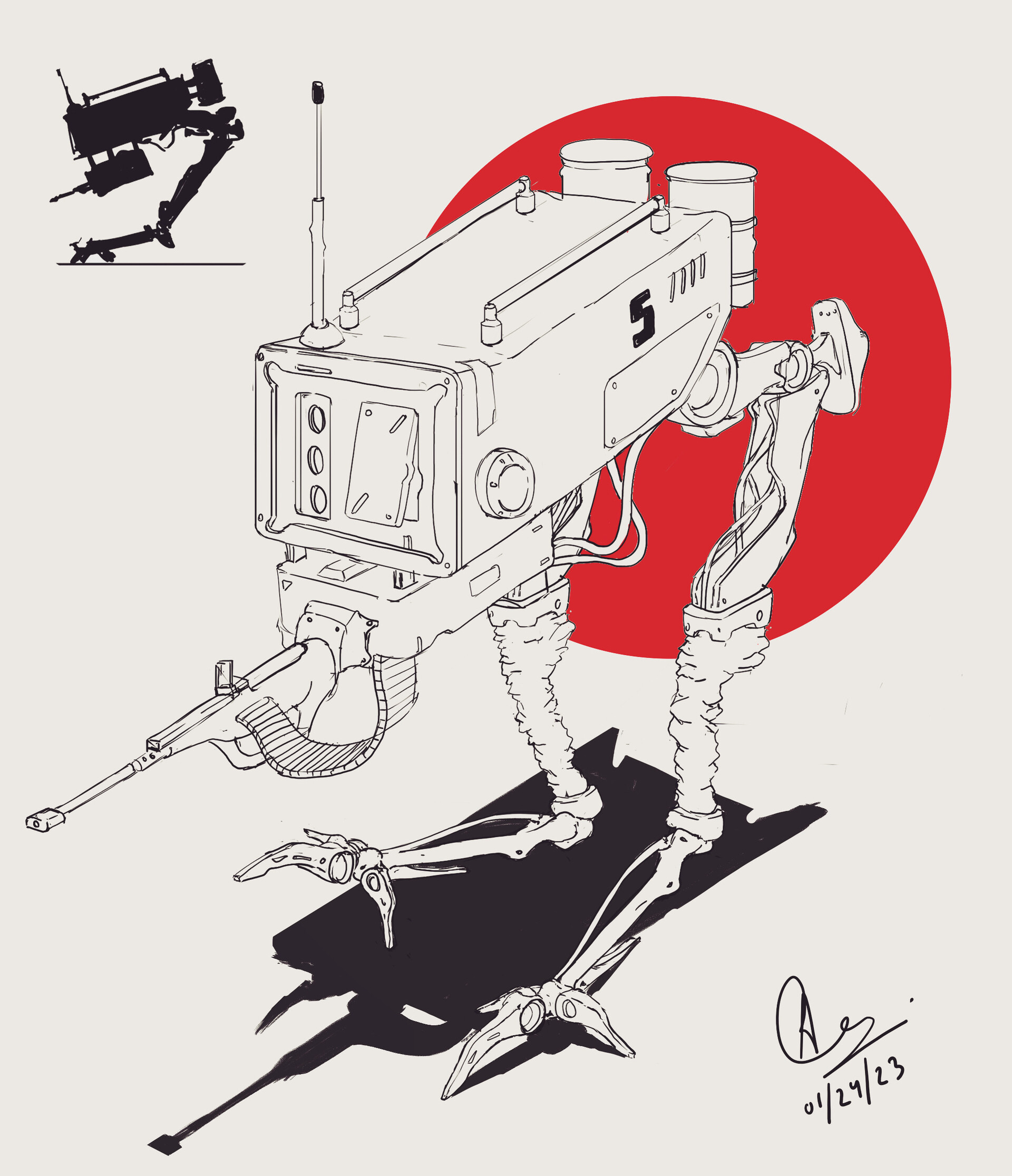 ArtStation - Sketch a day - Day 4. Robot bipedal Mecha