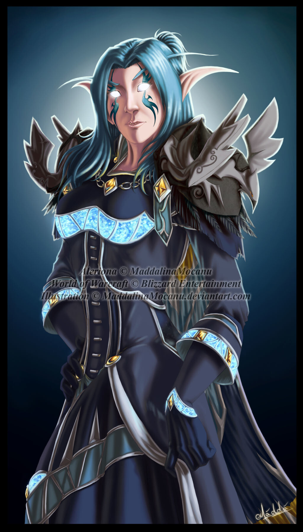 ArtStation - Aleriona, Night Elf Priestess - Digital Art (2012 vs 2009)