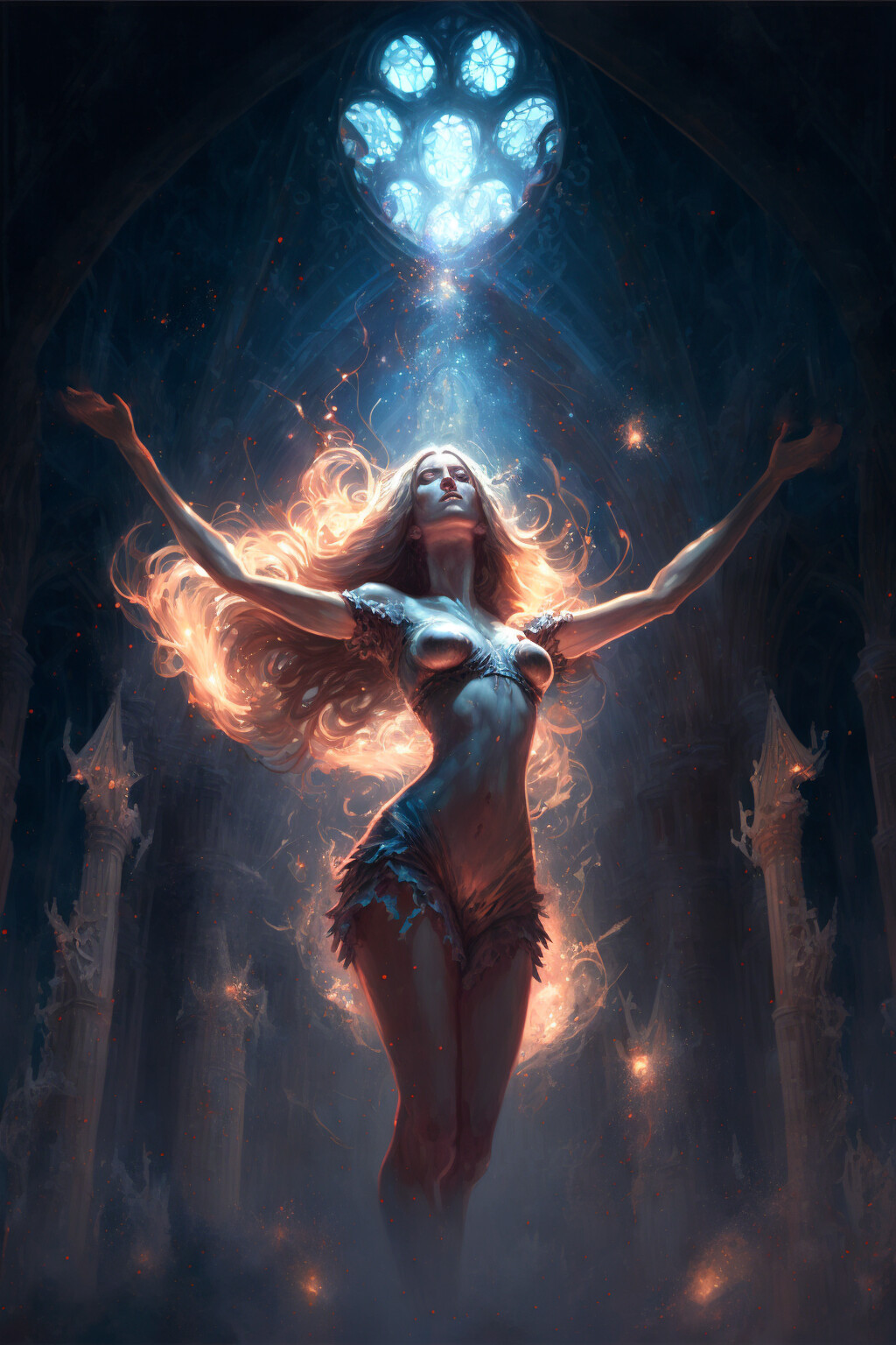ArtStation - Ethereal Enchantment: A Gothic Chapel Dance of the Starlit Goddess 1