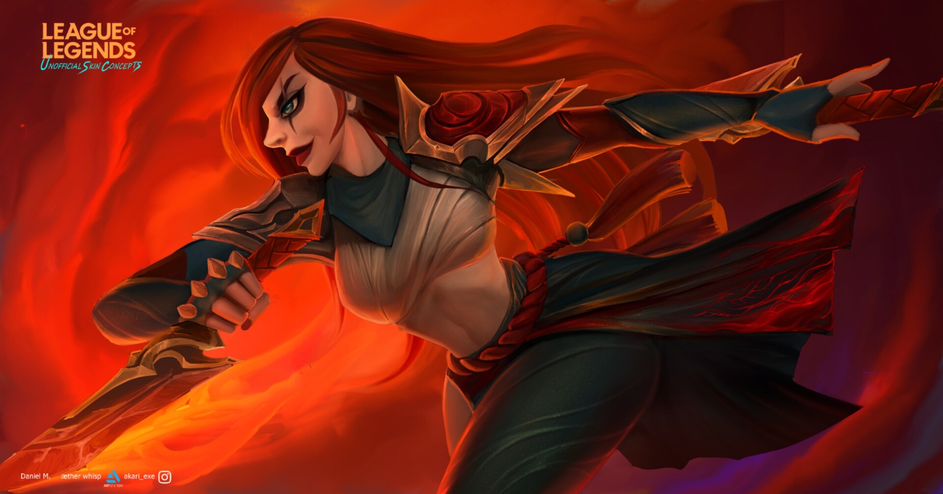 æther whisp - crimson steel katarina (unofficial skin concept)