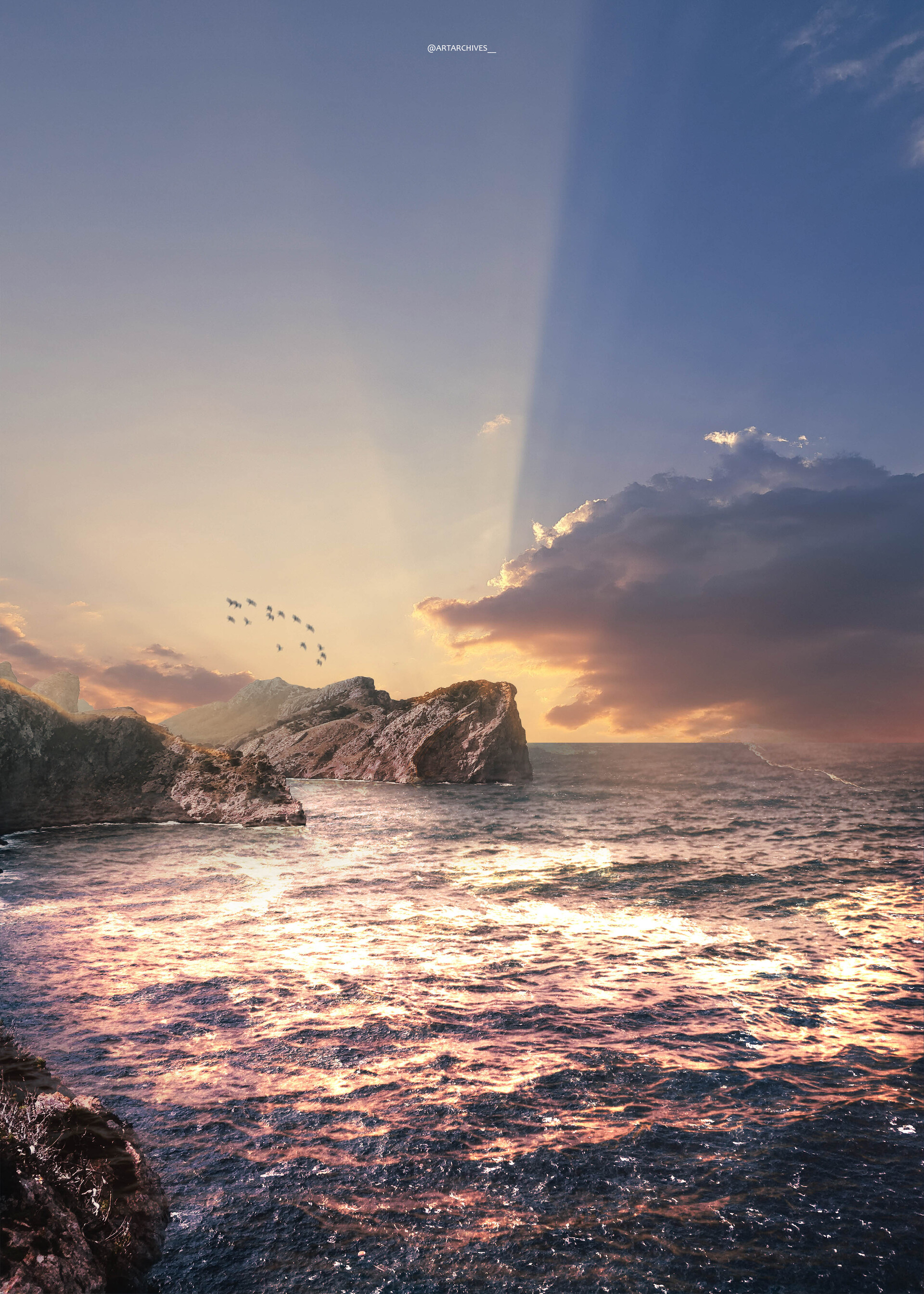ArtStation - Sunset in the Ocean