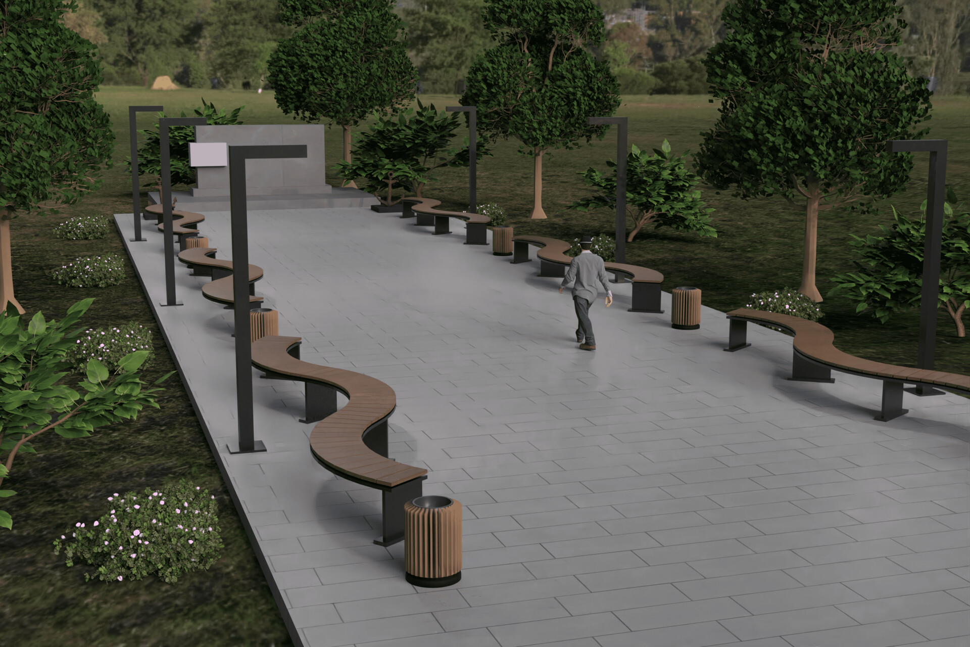 ArtStation - Exterior. Visualization of the path to the small monument.