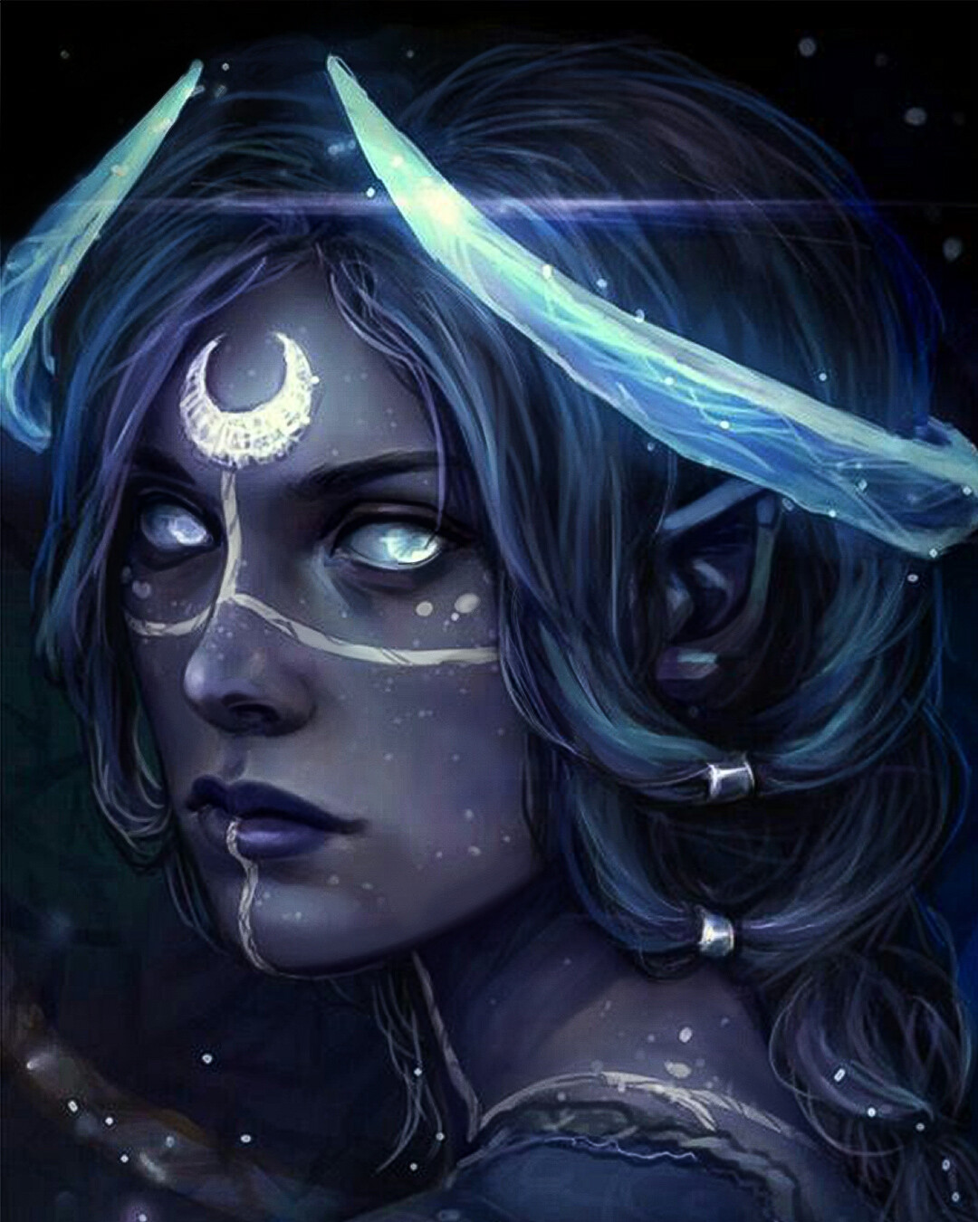 ArtStation - Blue Horn Girl Digital Painting