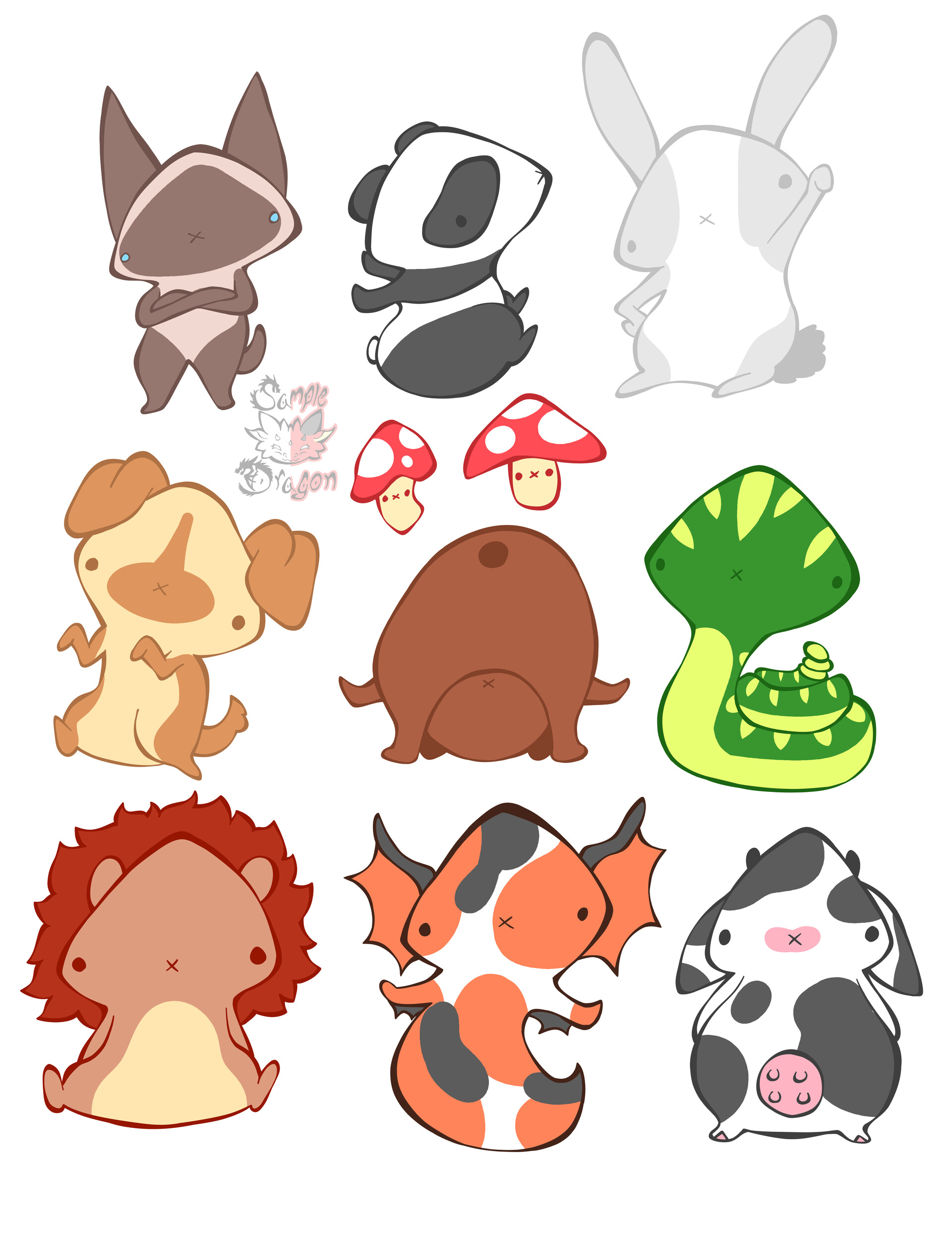 chibi coloring pages animals