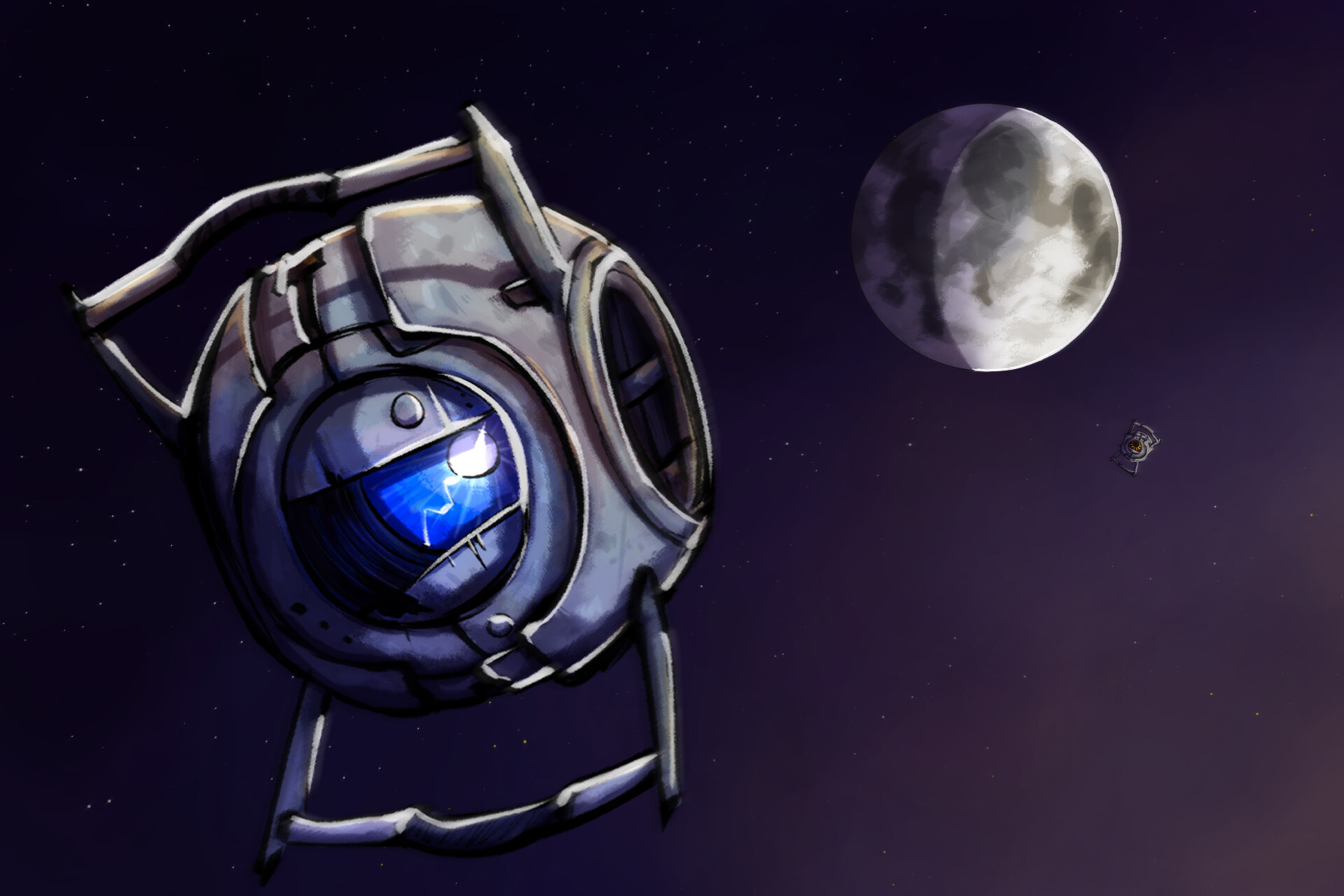 ArtStation - Wheatley in Space - Portal 2 Illustration