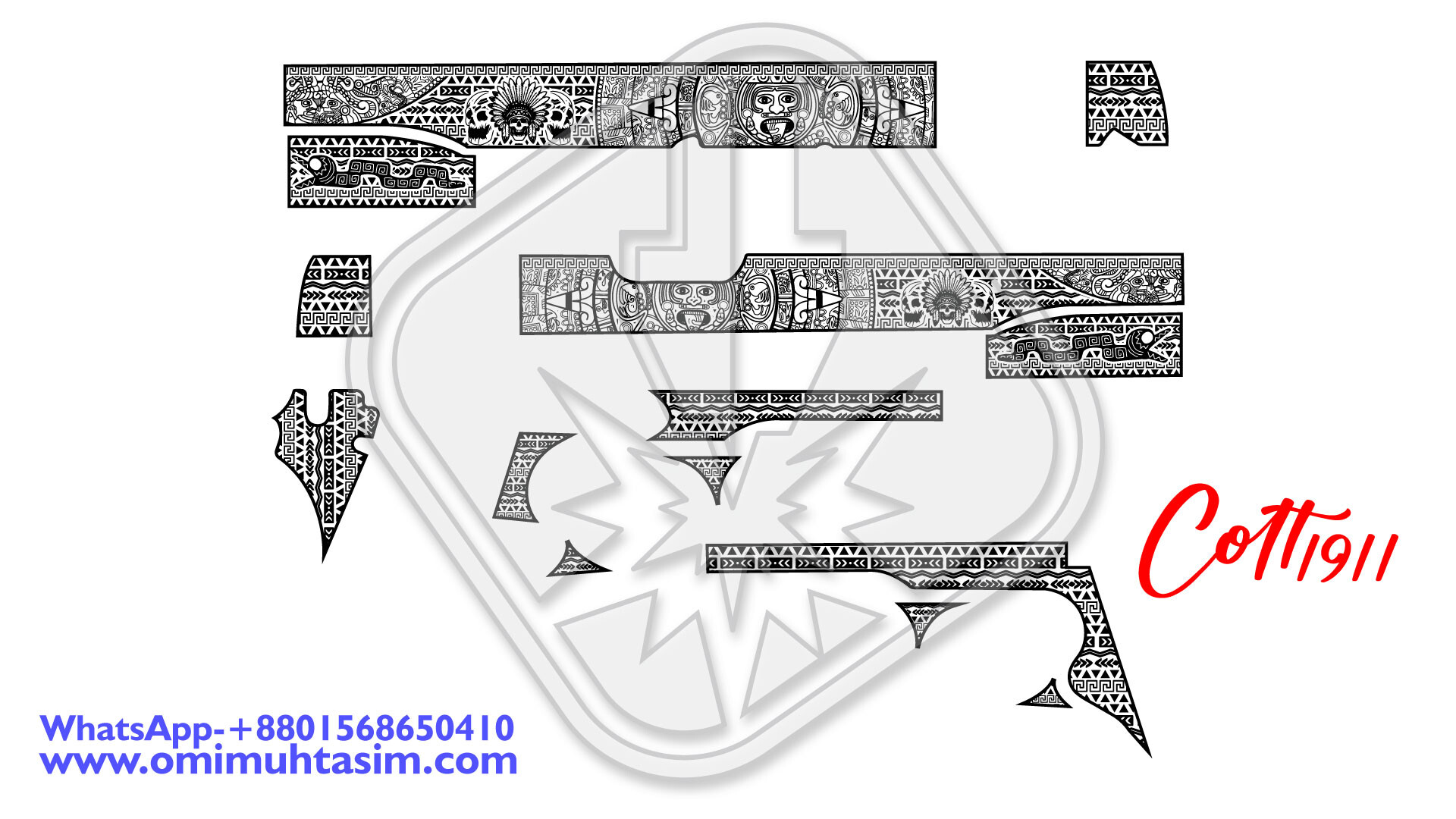 ArtStation - Colt1911 Aztec Designs For Laser Engraving By Omimuhtasim