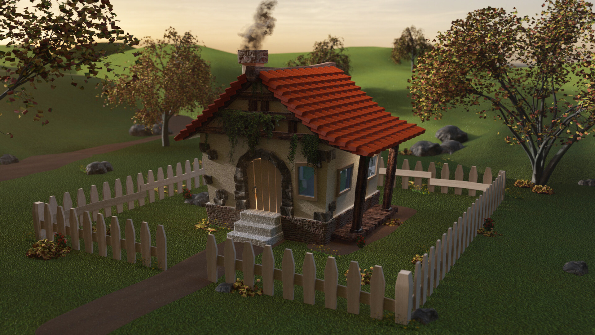 ArtStation - Stylized Cartoon House, Arnold Render