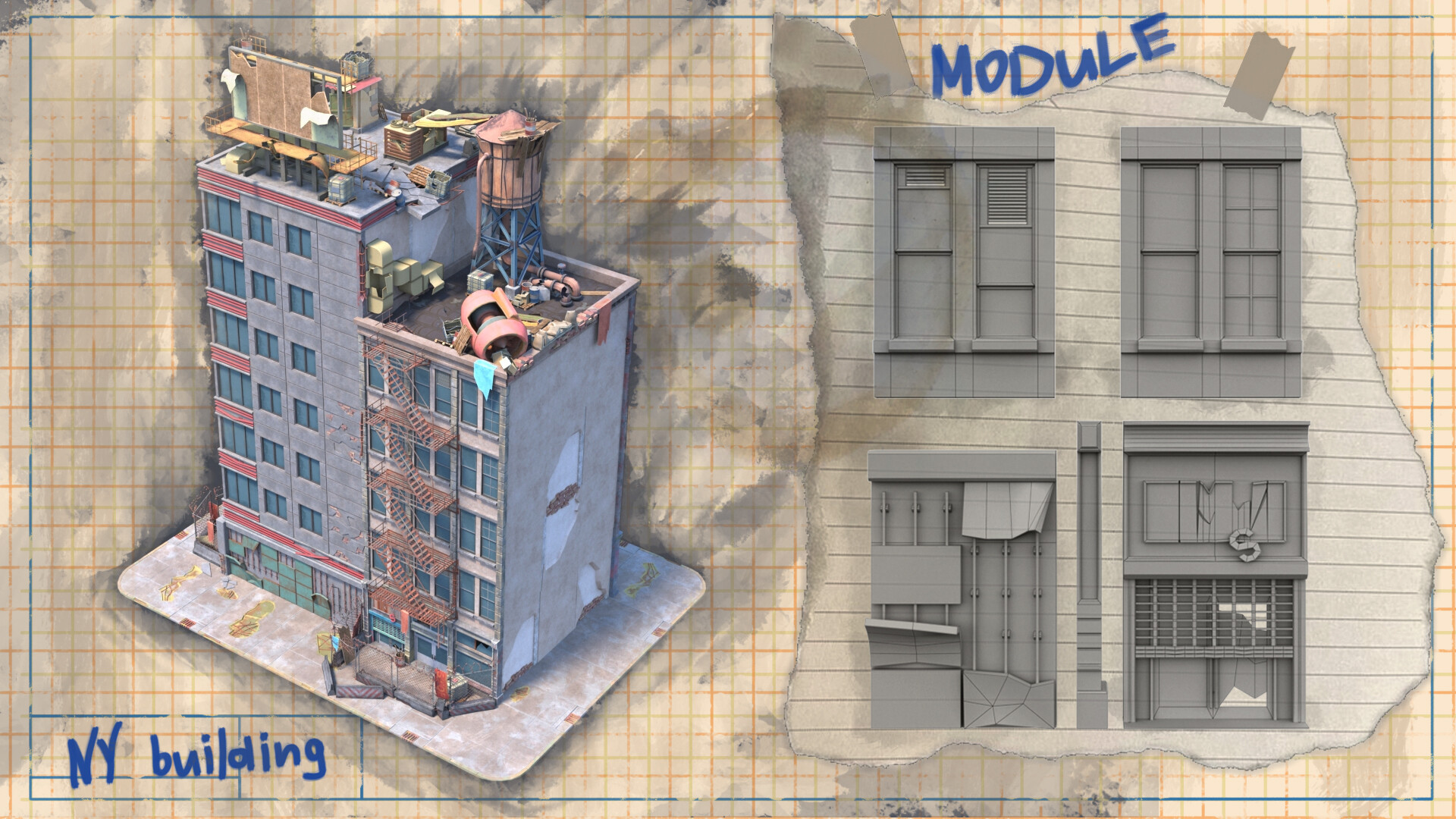 ArtStation - new york buildings