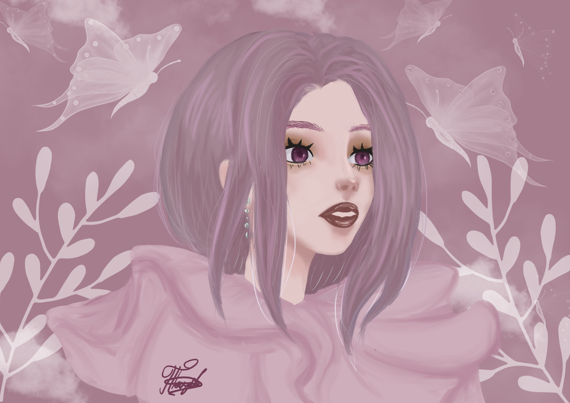 ArtStation - pink cute girl 2d Art