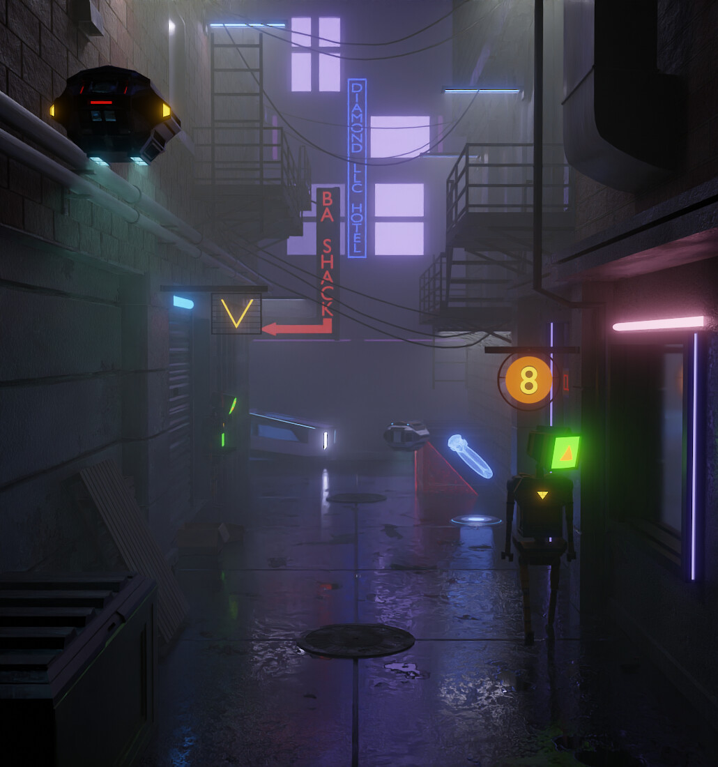 ArtStation - Futuristic Alley