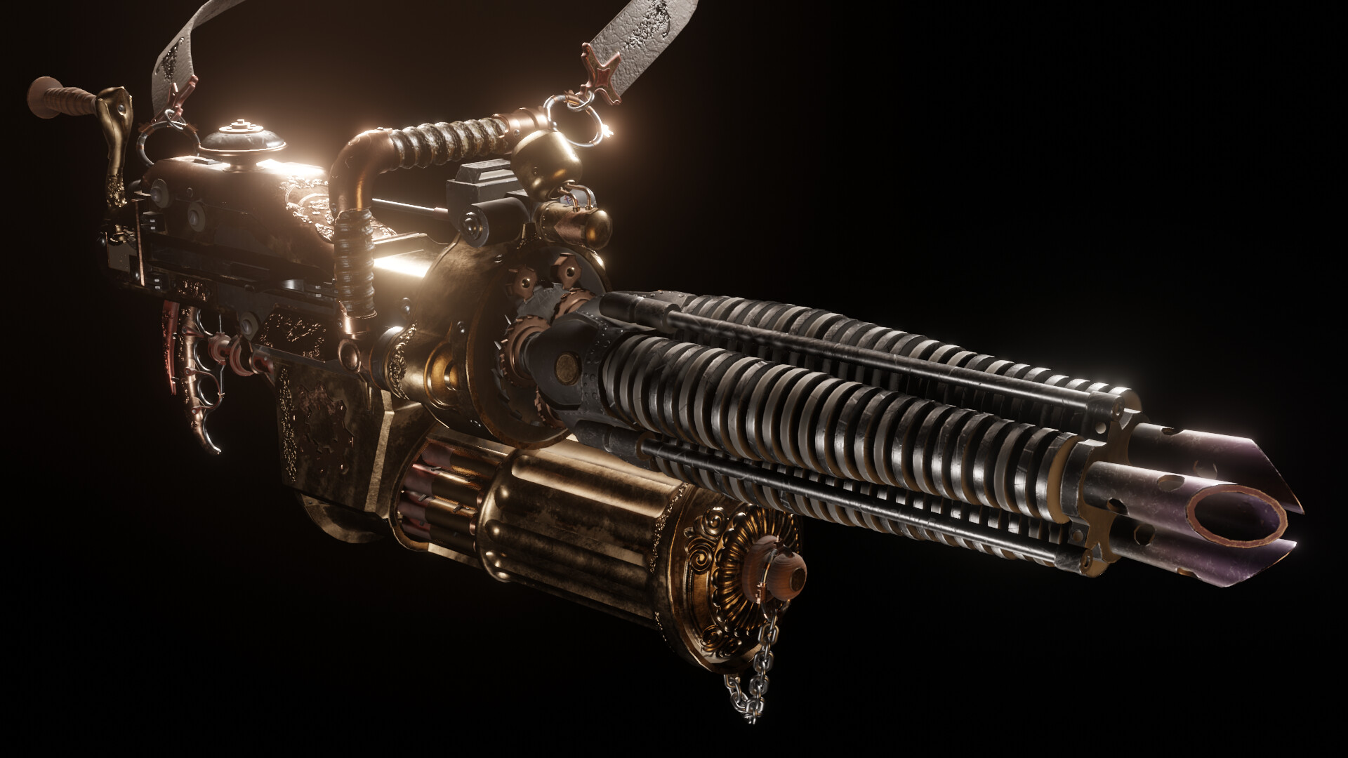 ArtStation - Steampunk machine gun