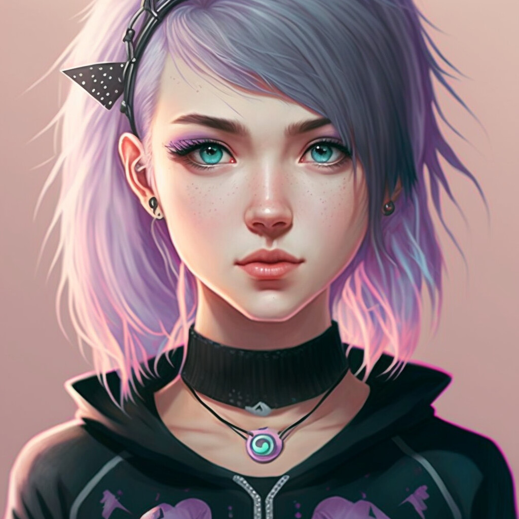 ArtStation - Pastel Goth Punk Girl #038