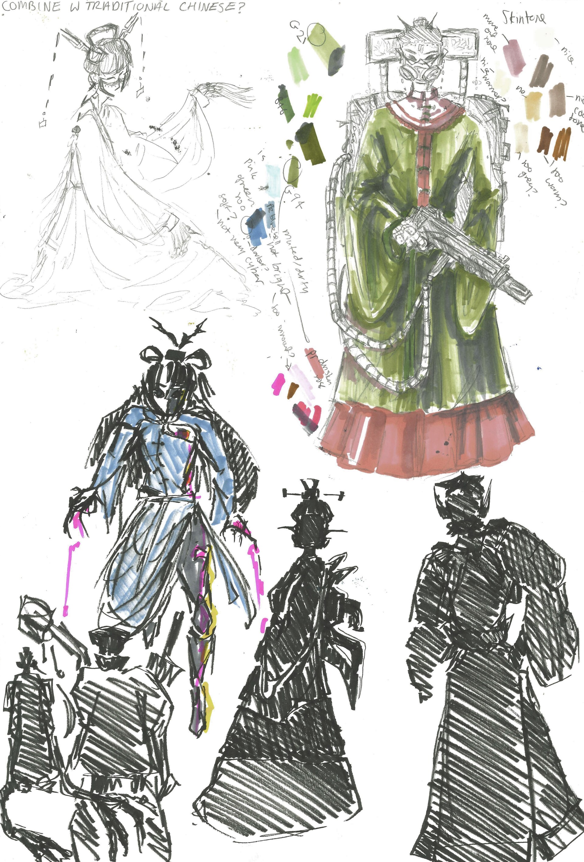 ArtStation - Character design cyberpunk and traditional chinese combination