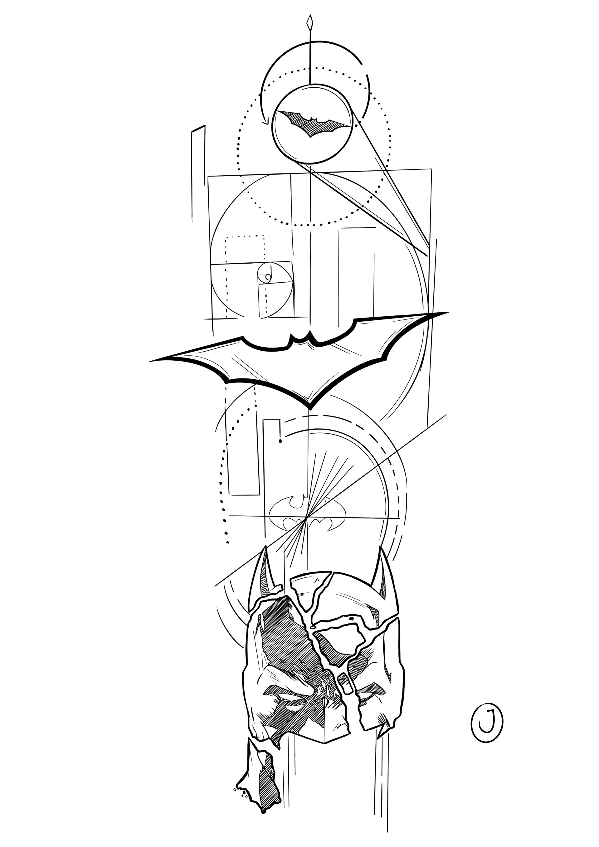 how to draw batman tattoo