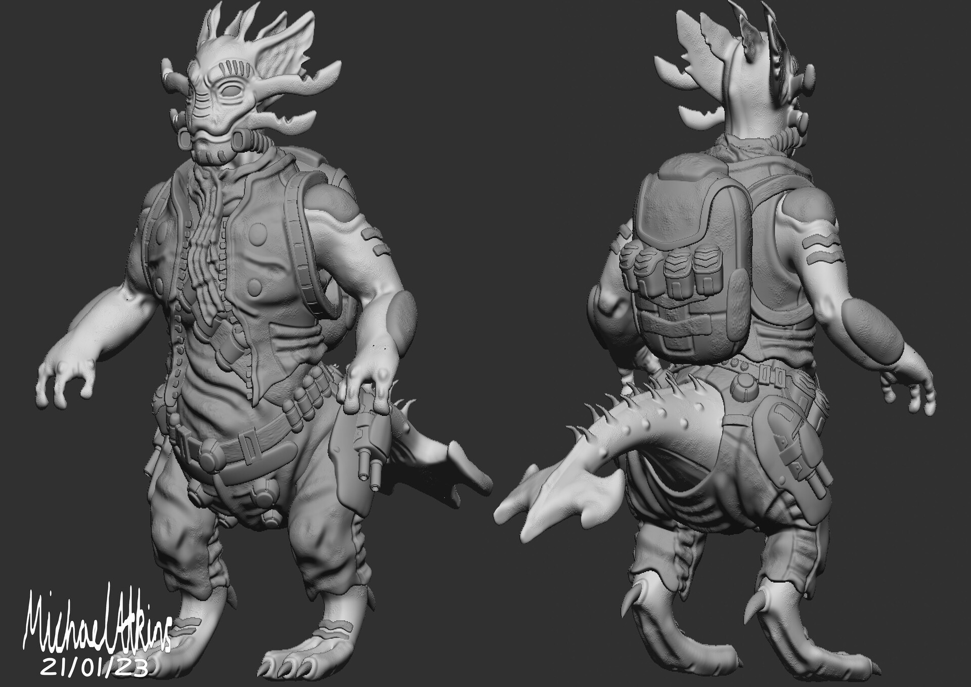 ArtStation - Michael Atkins 3D Kangaroo Alien Character Sheet AO