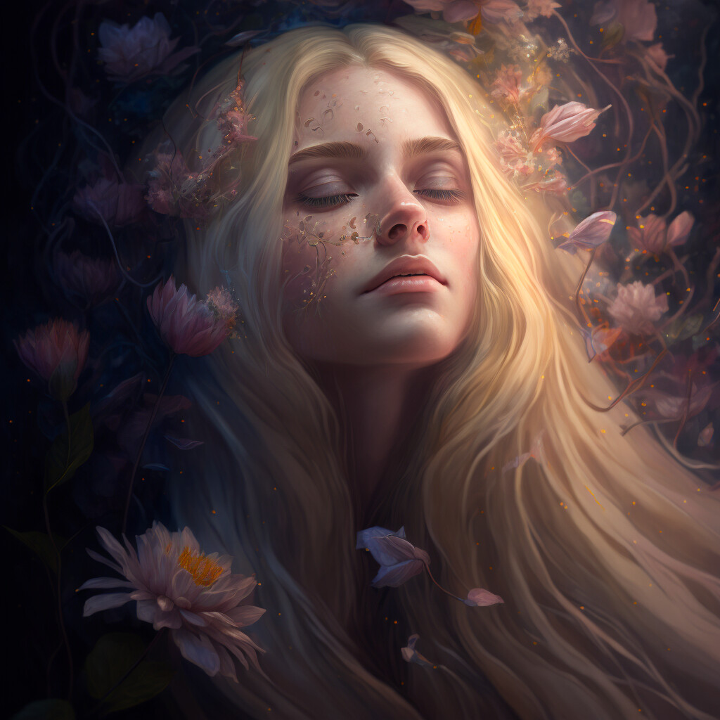 ArtStation - Blonde Beauty with Pink Roses 3
