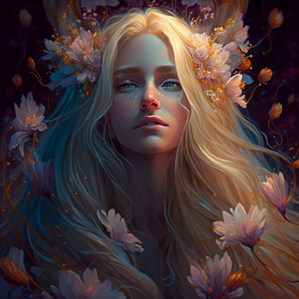 ArtStation - Blonde Beauty with Pink Roses 8