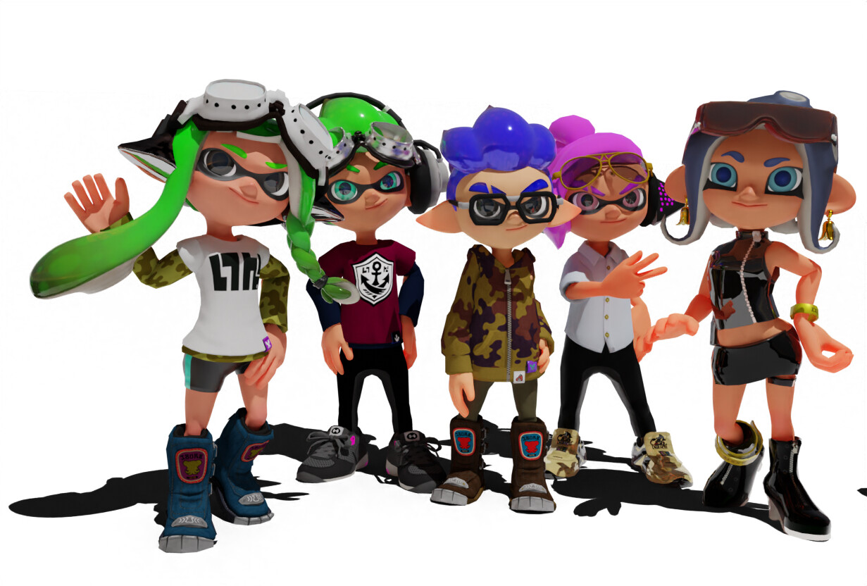 ArtStation - Blender Splatoon poster of 4 of my friends