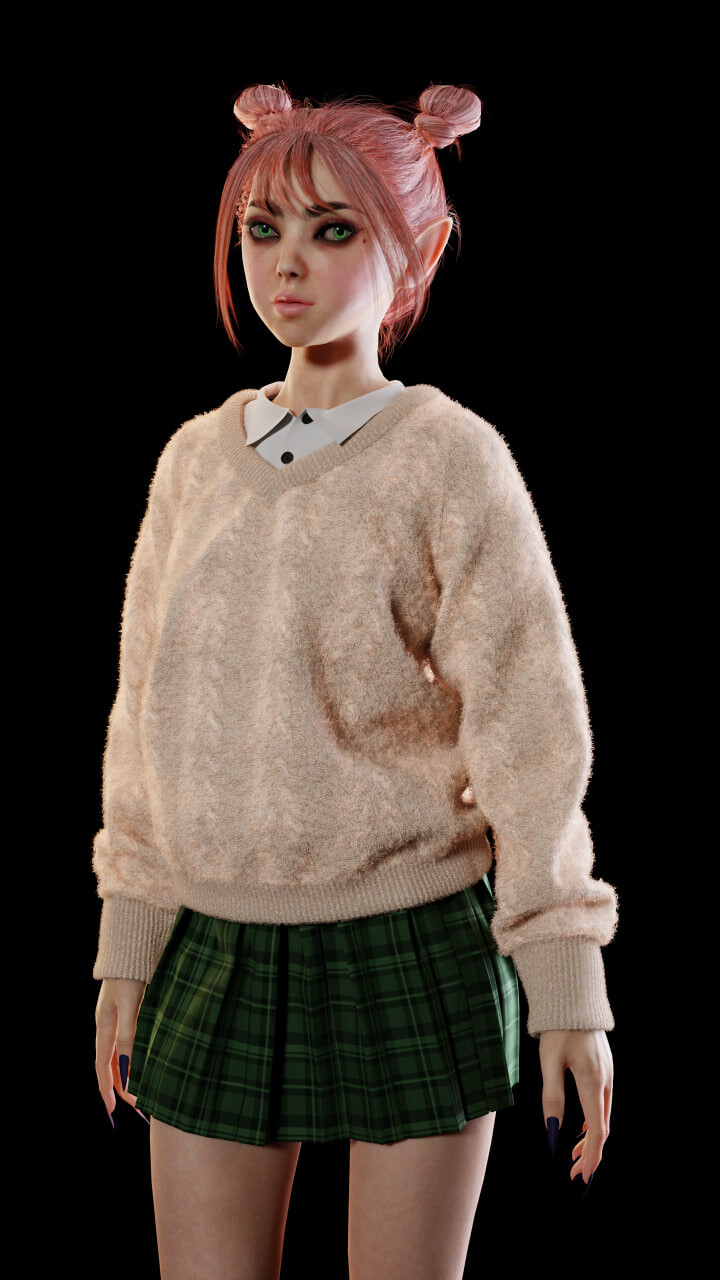 ArtStation - Elf Girl School Outfit Texture Study