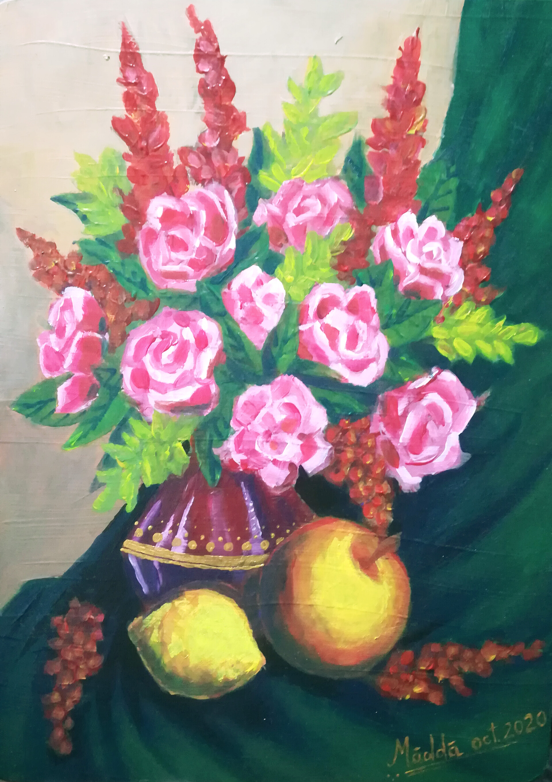 ArtStation - Still life with Roses - Acrylic Painting (2020)