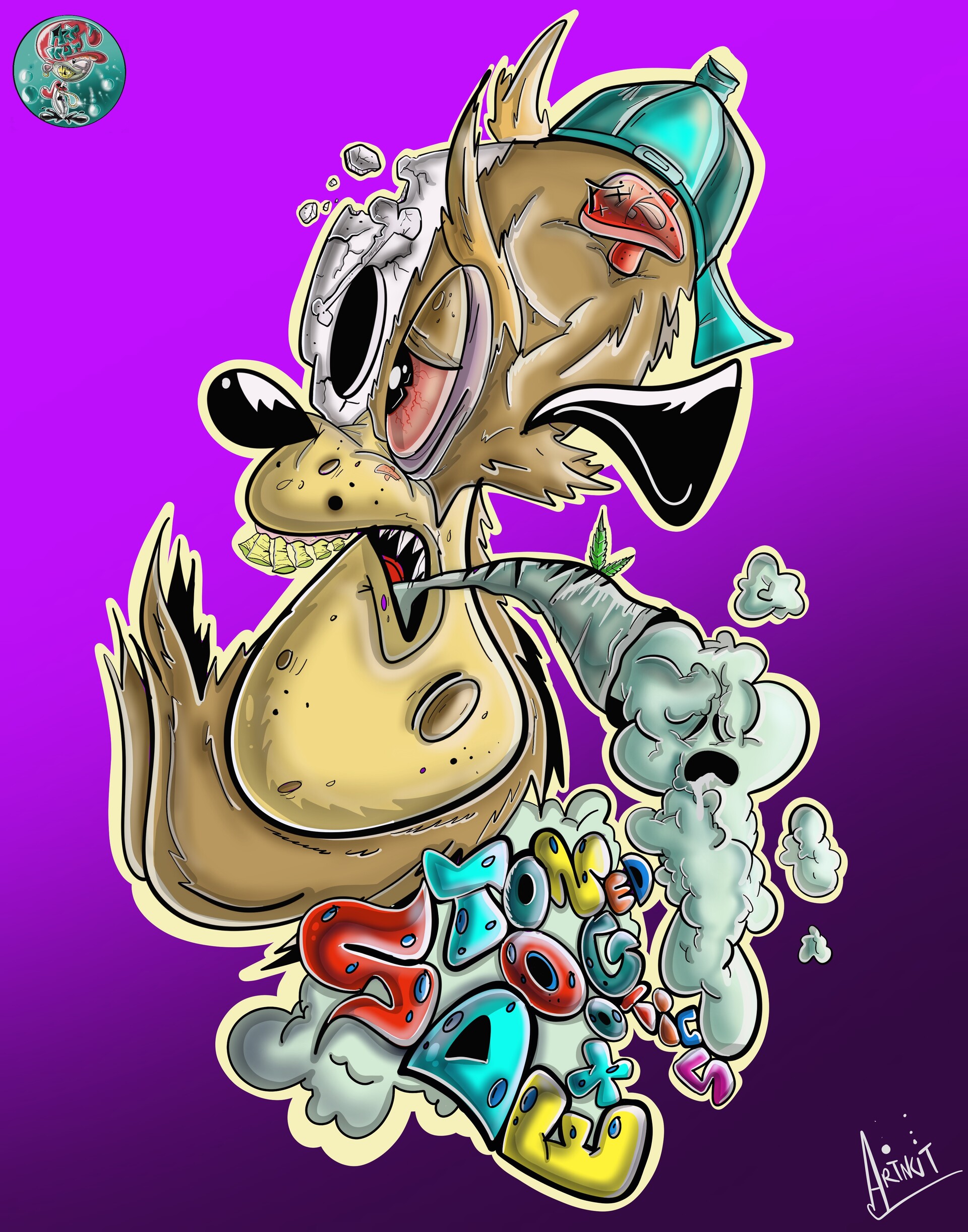 ArtStation - Cartoon retro design for stoners!!