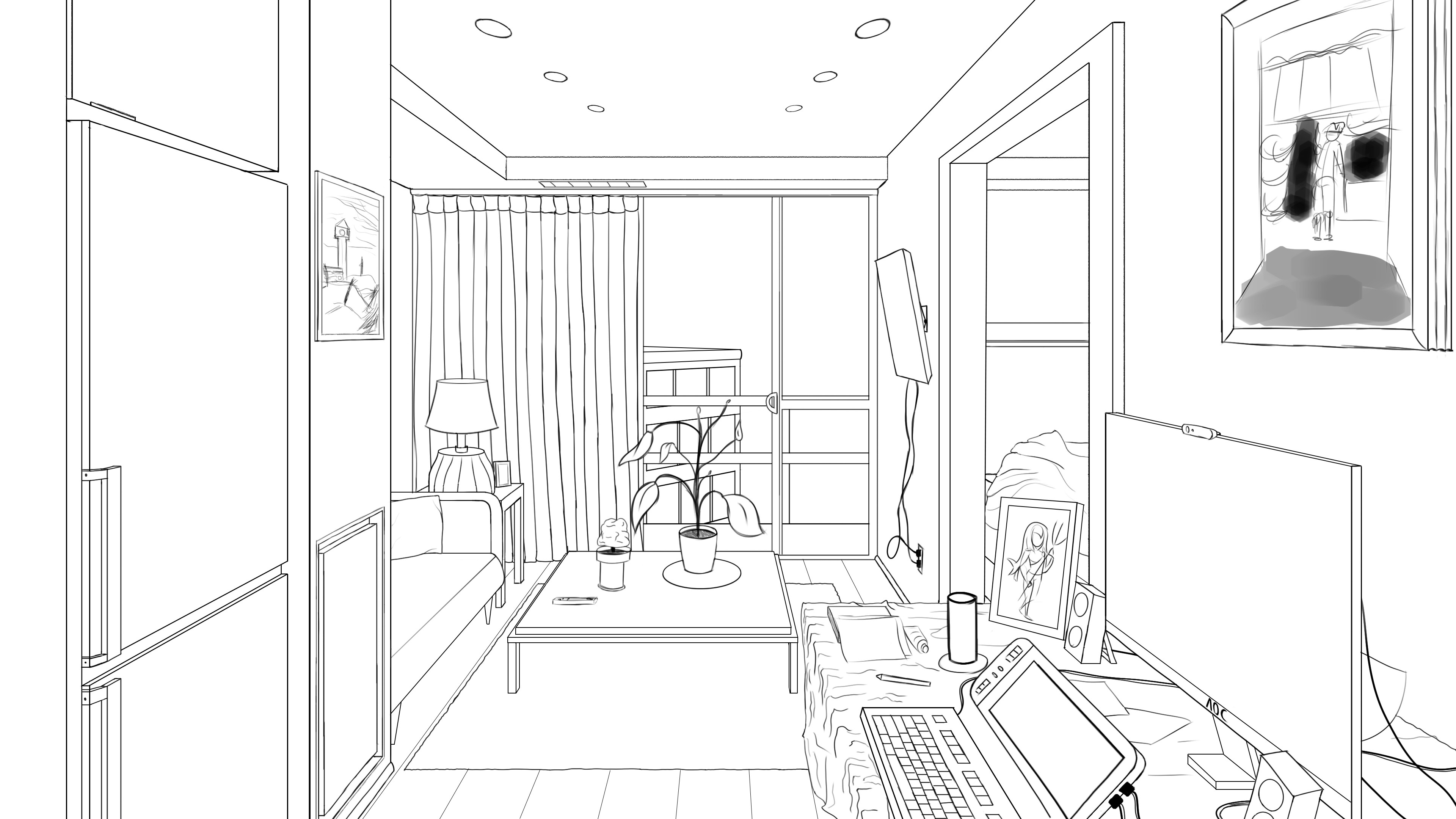 1 point perspective room