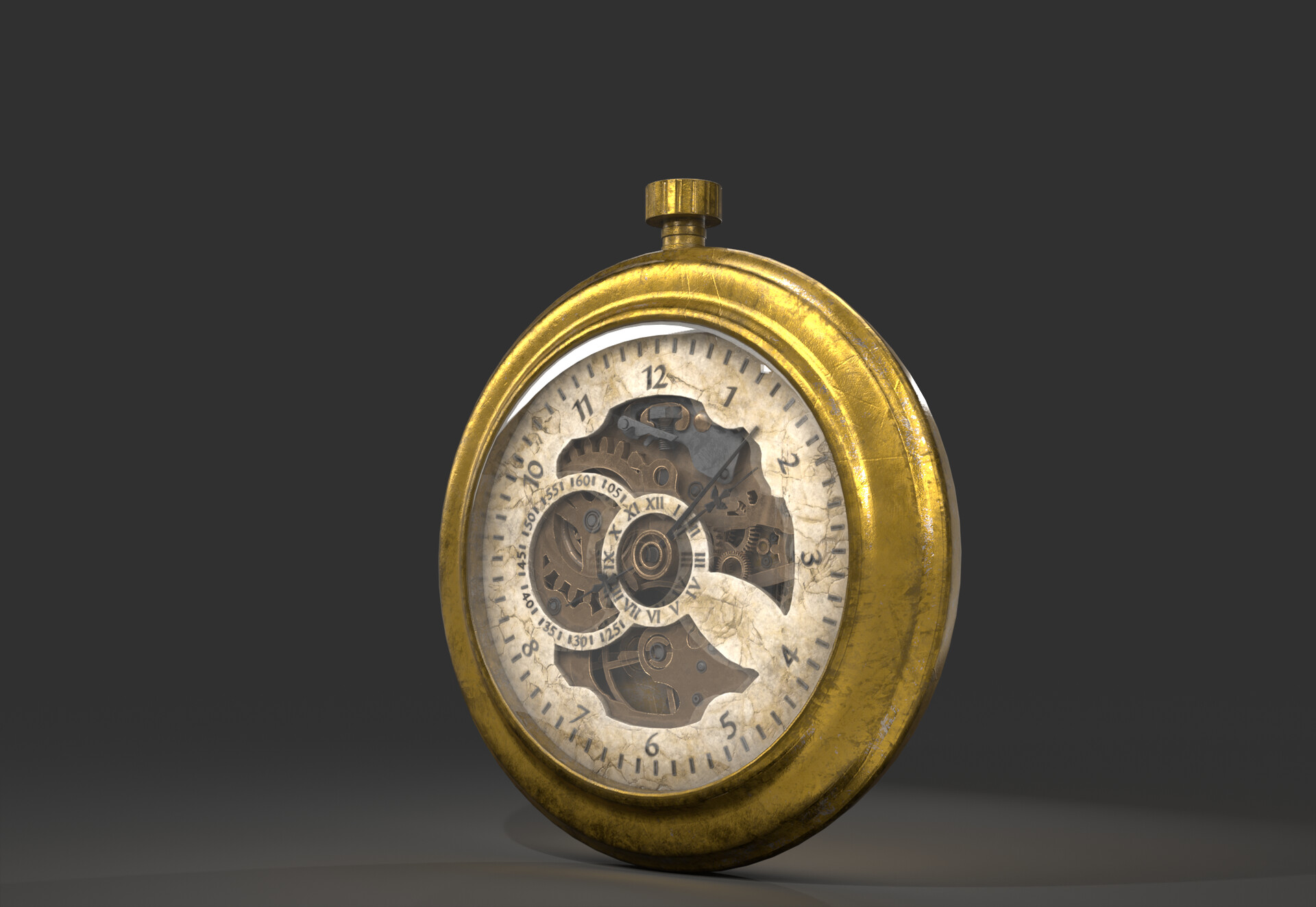 ArtStation - Old Damaged Pocket Gold Clock