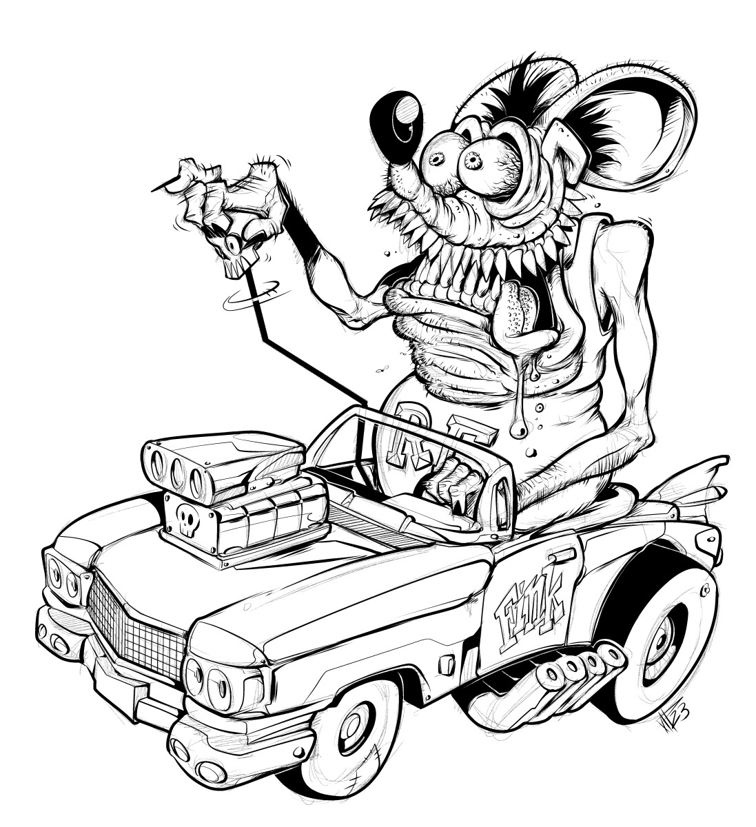 rat fink hot rod coloring pages
