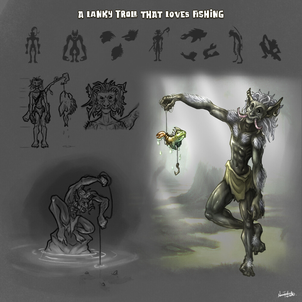 ArtStation - The Lanky Troll Fisherman: A Unique Game Character Concept