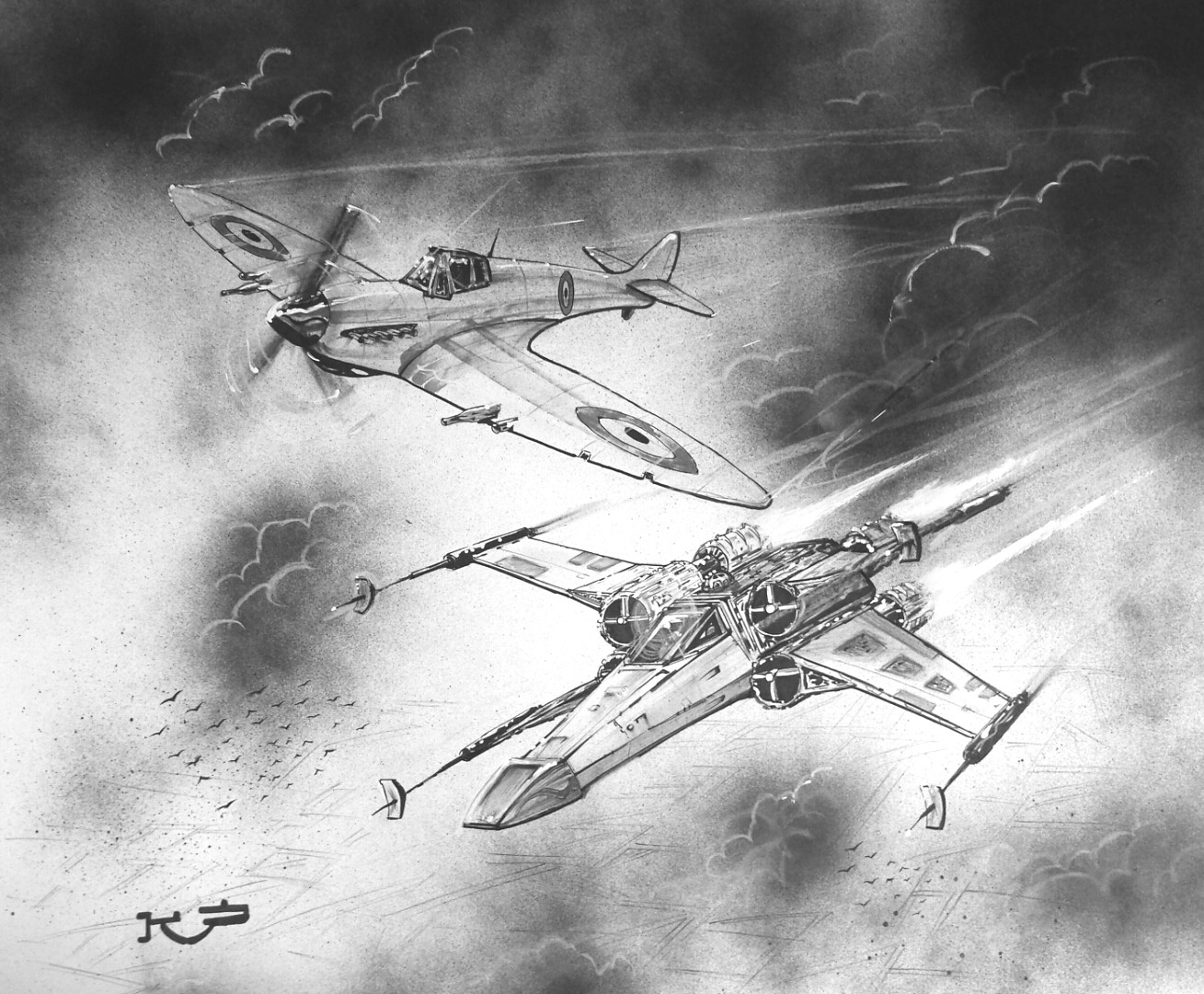 ArtStation - Spitfire and X-wing